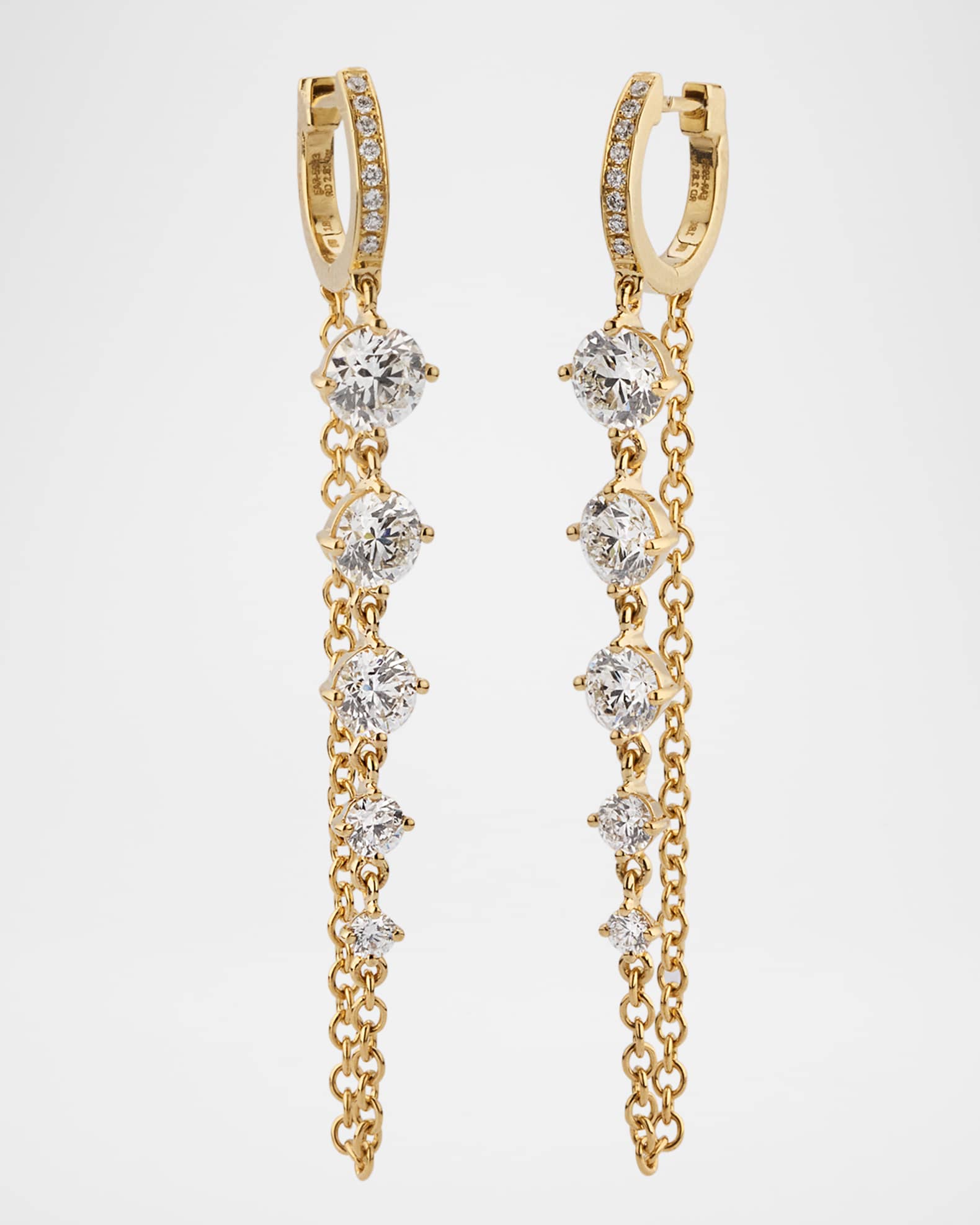 Rahaminov Diamonds 18k Yellow Gold Diamond Huggie Chain Earrings ...