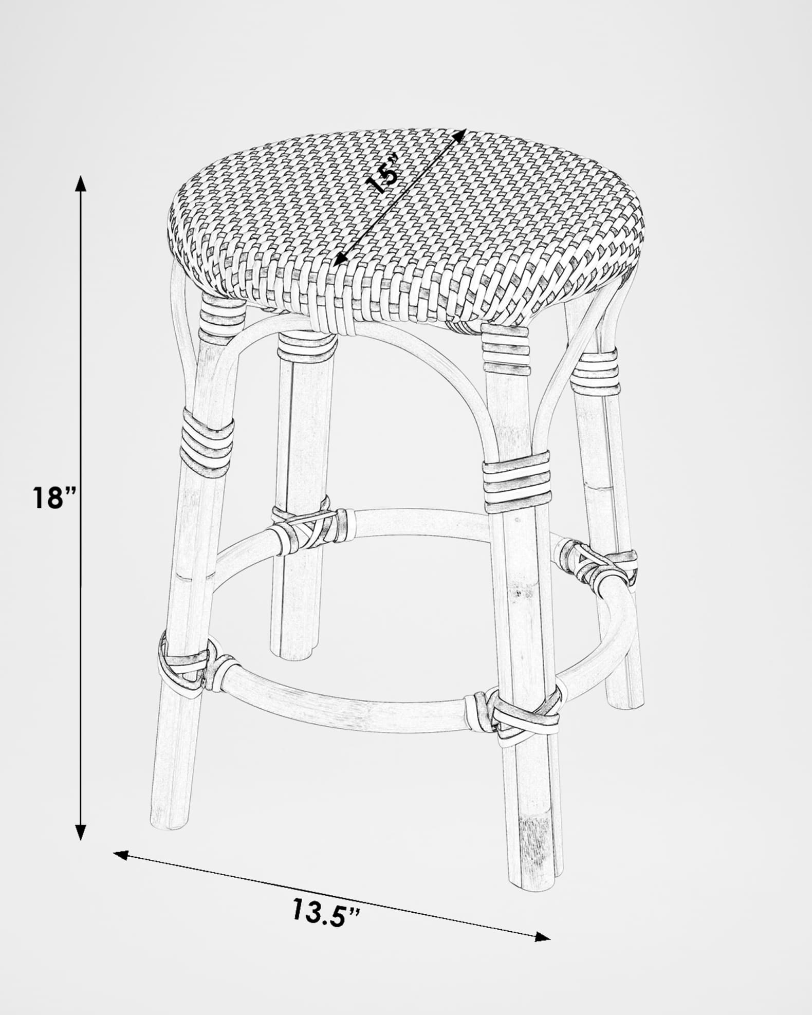 Butler Specialty Co Tobias 18" Rattan Dining Stool, White/Tan Dot ...