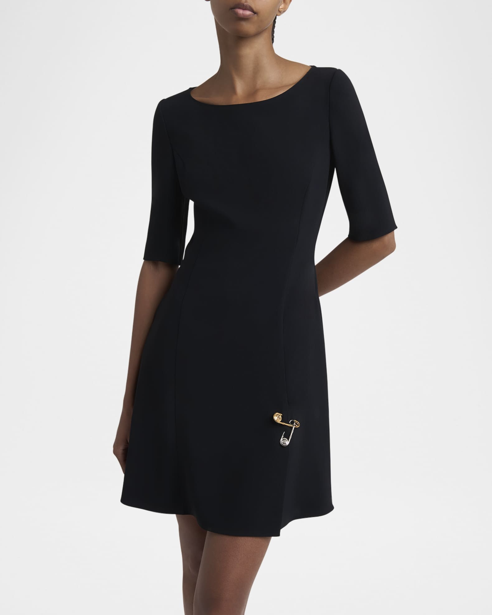 Versace Two-Tone Safety-Pin Slit Matte Enver Satin Mini Dress | Neiman ...