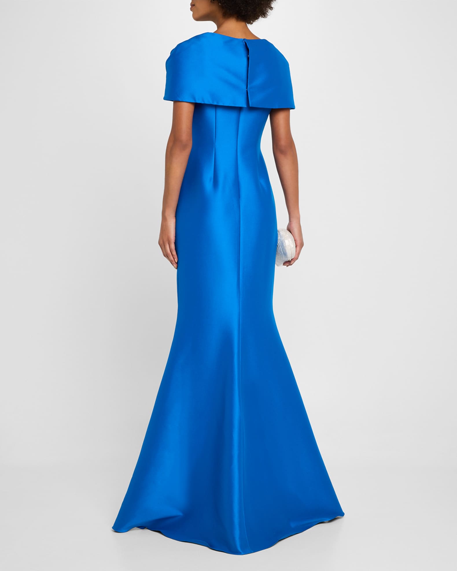 Badgley Mischka Collection Bow-Front Shawl Trumpet Gown | Neiman Marcus