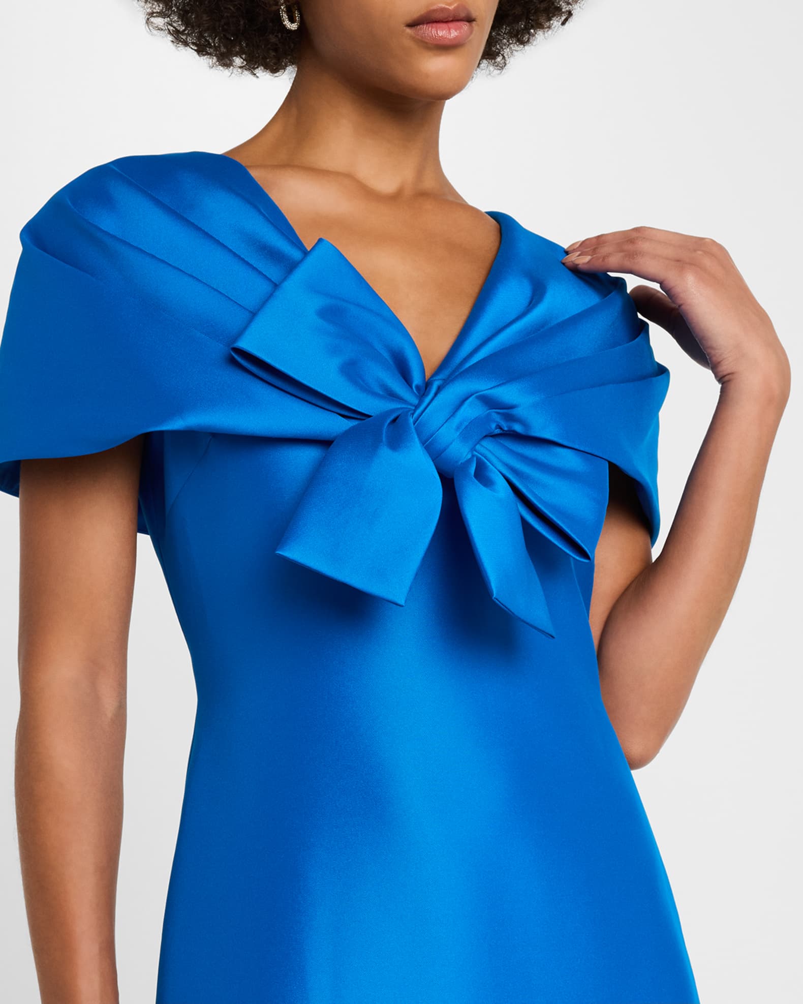 Badgley Mischka Collection Bow-Front Shawl Trumpet Gown | Neiman Marcus