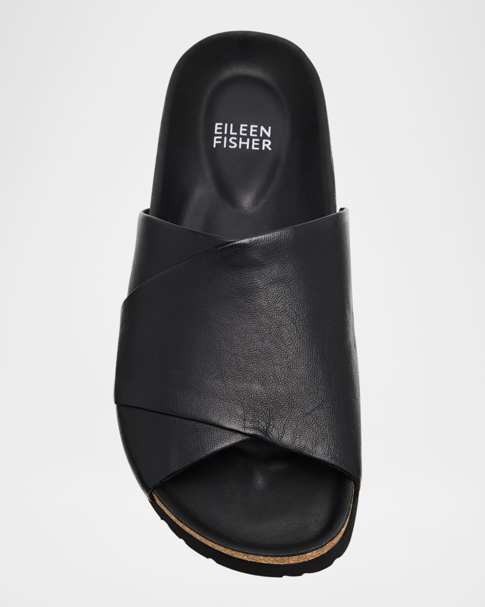 Eileen Fisher Code Leather Slide Sandals | Neiman Marcus