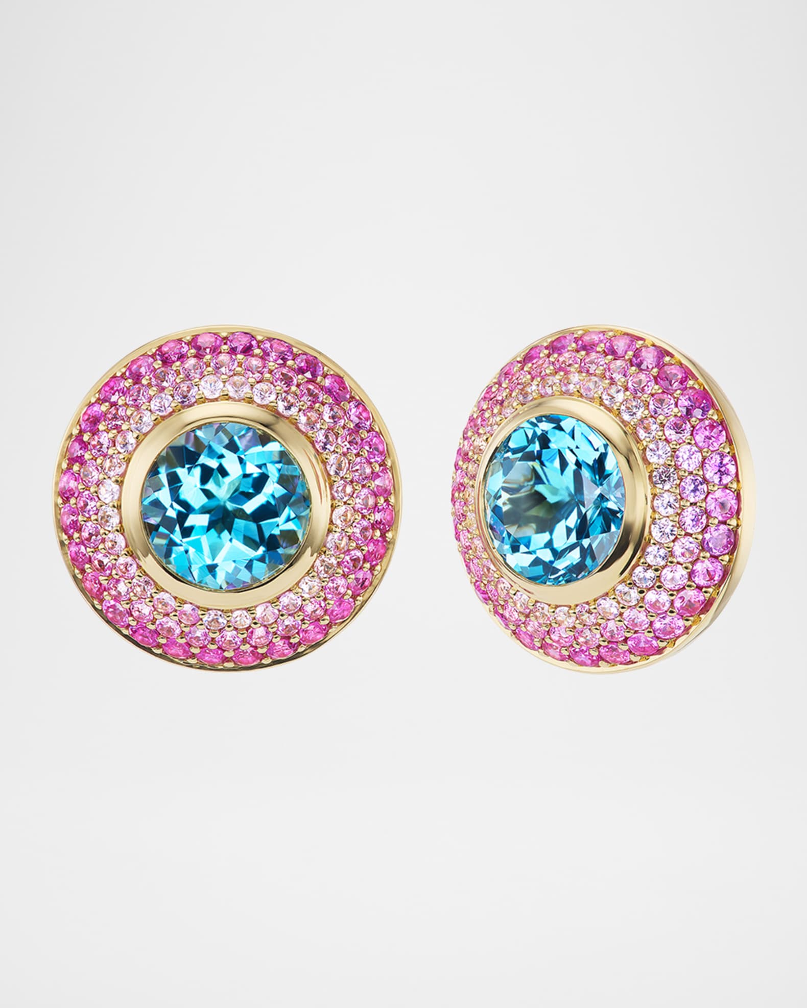 Emily P. Wheeler Ombre Sapphire and Topaz Button Stud Earrings in 18K ...