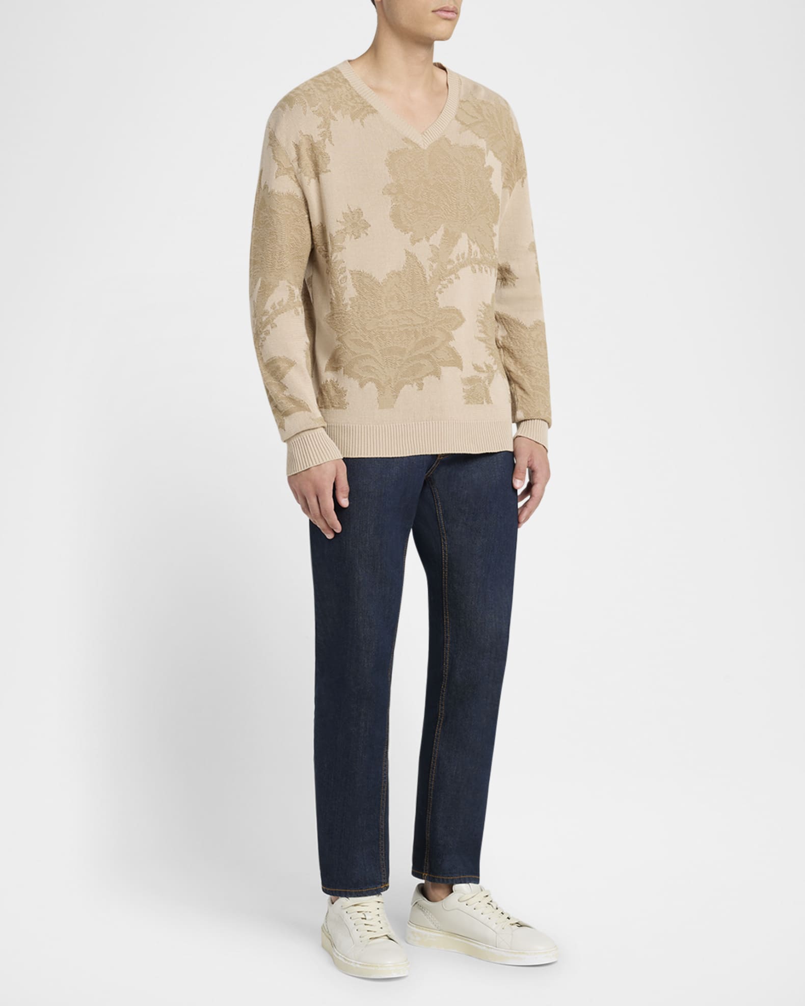 Etro Men's Floral V-Neck Sweater | Neiman Marcus