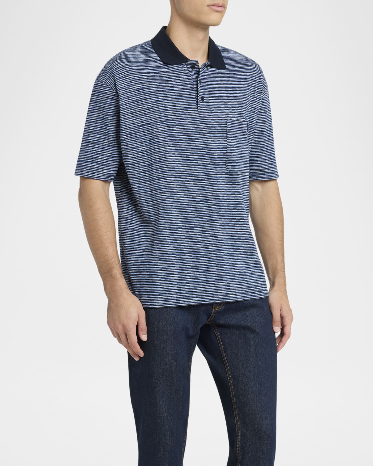 Etro Men's Contrast-Collar Jersey Polo Shirt | Neiman Marcus