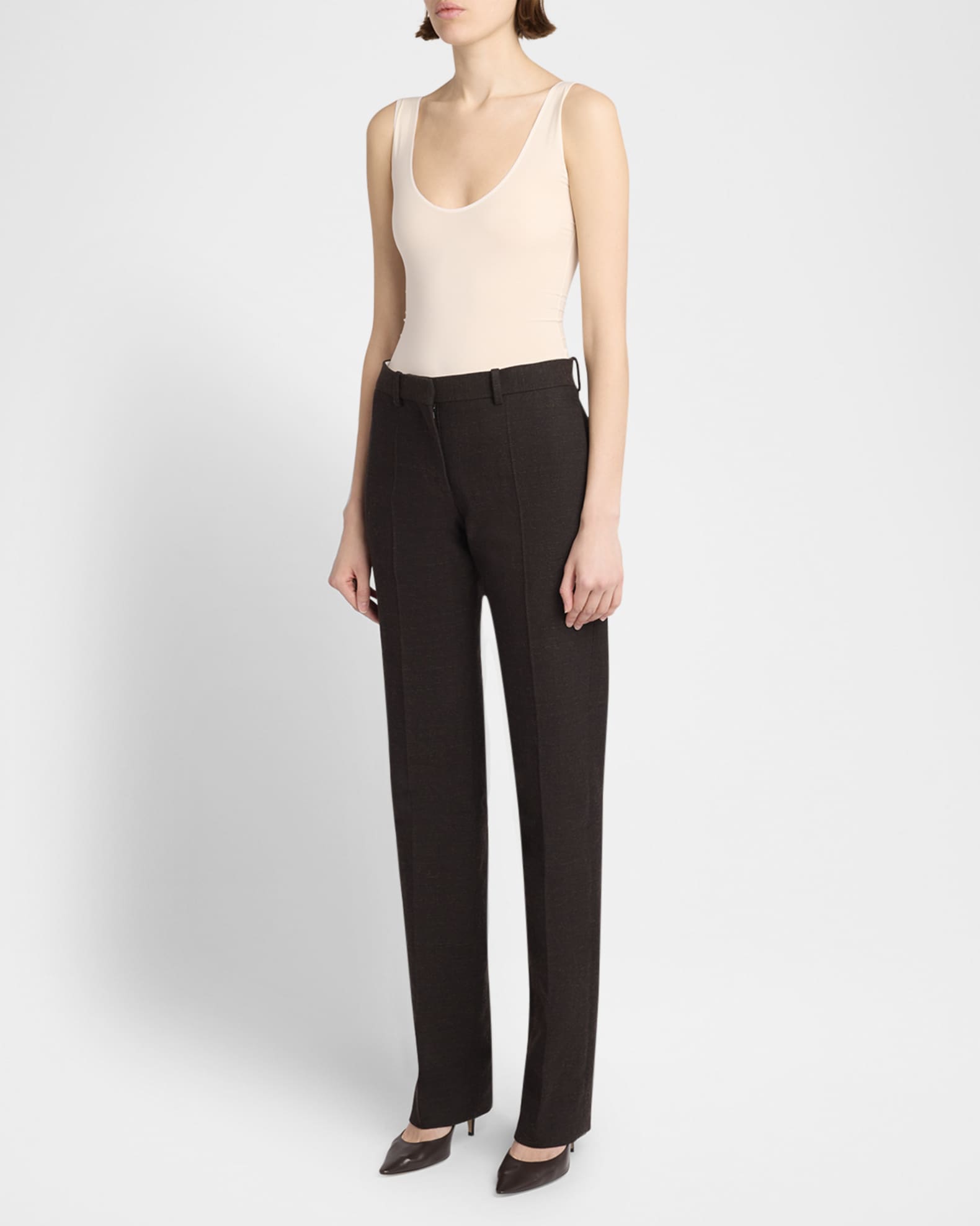 THE ROW Selvie Skinny Leg Wool Pants | Neiman Marcus