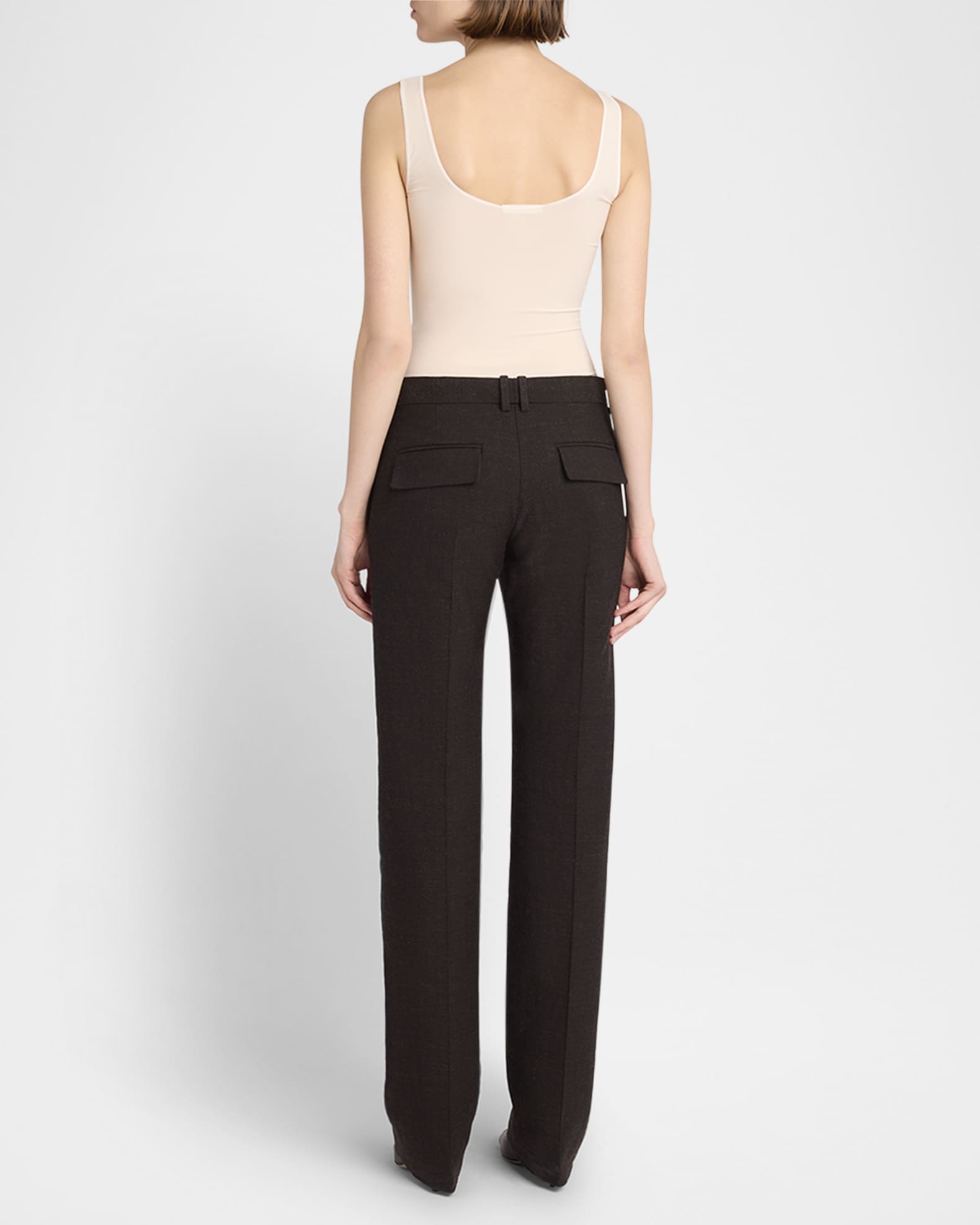 THE ROW Selvie Skinny Leg Wool Pants | Neiman Marcus