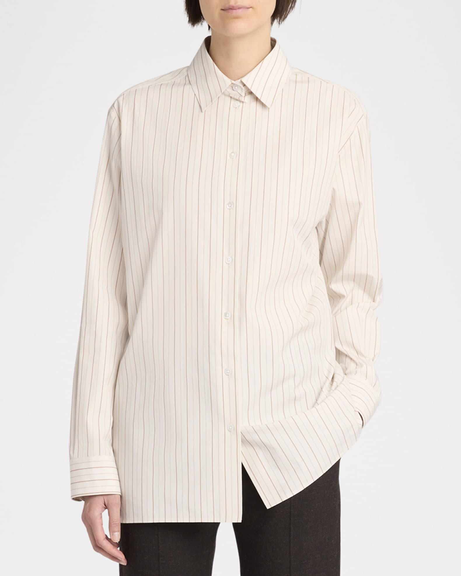 THE ROW Sisilia Stripe Button Down Blouse | Neiman Marcus