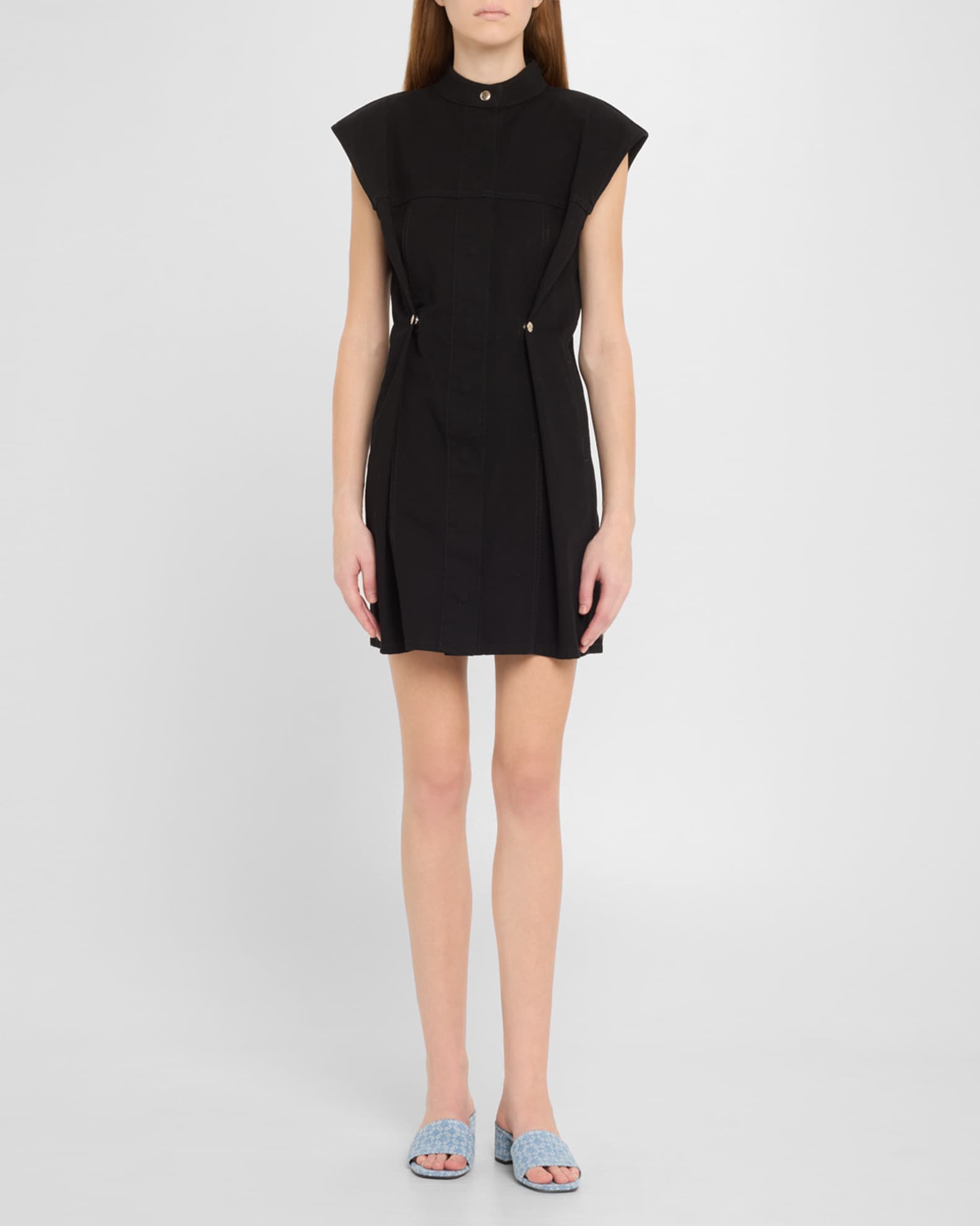 Givenchy 4G Denim Block-Heel Mule Sandals | Neiman Marcus