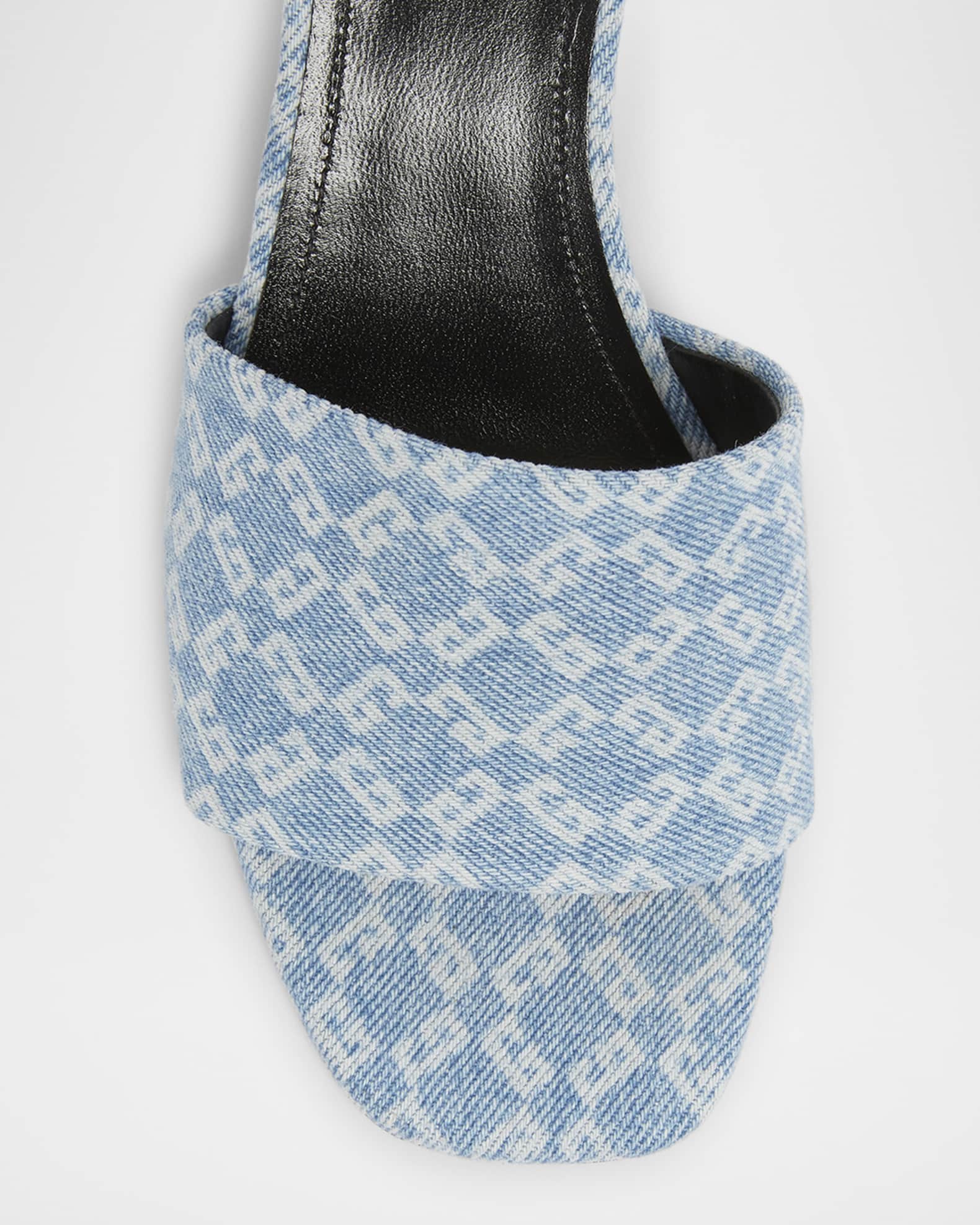 Givenchy 4G Denim Block-Heel Mule Sandals | Neiman Marcus