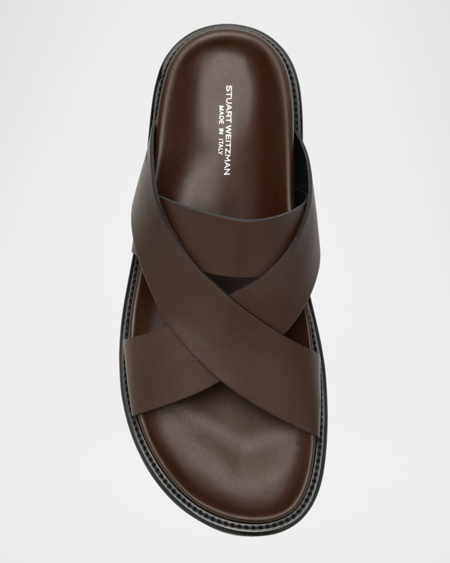 Stuart Weitzman Men's Berkley Leather Criss-Cross Slide Sandals ...