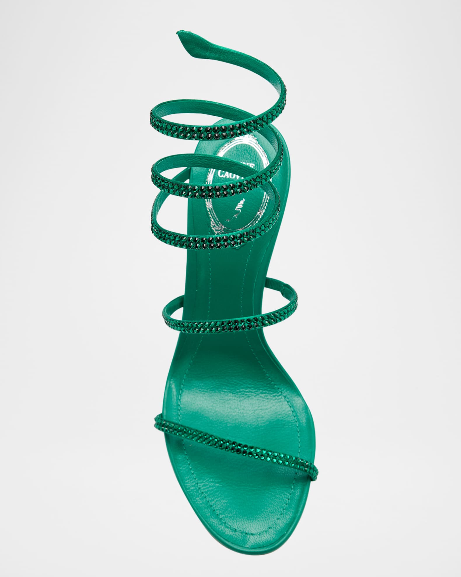 Rene Caovilla Cleo Satin Crystal Snake Wrap Sandals | Neiman Marcus