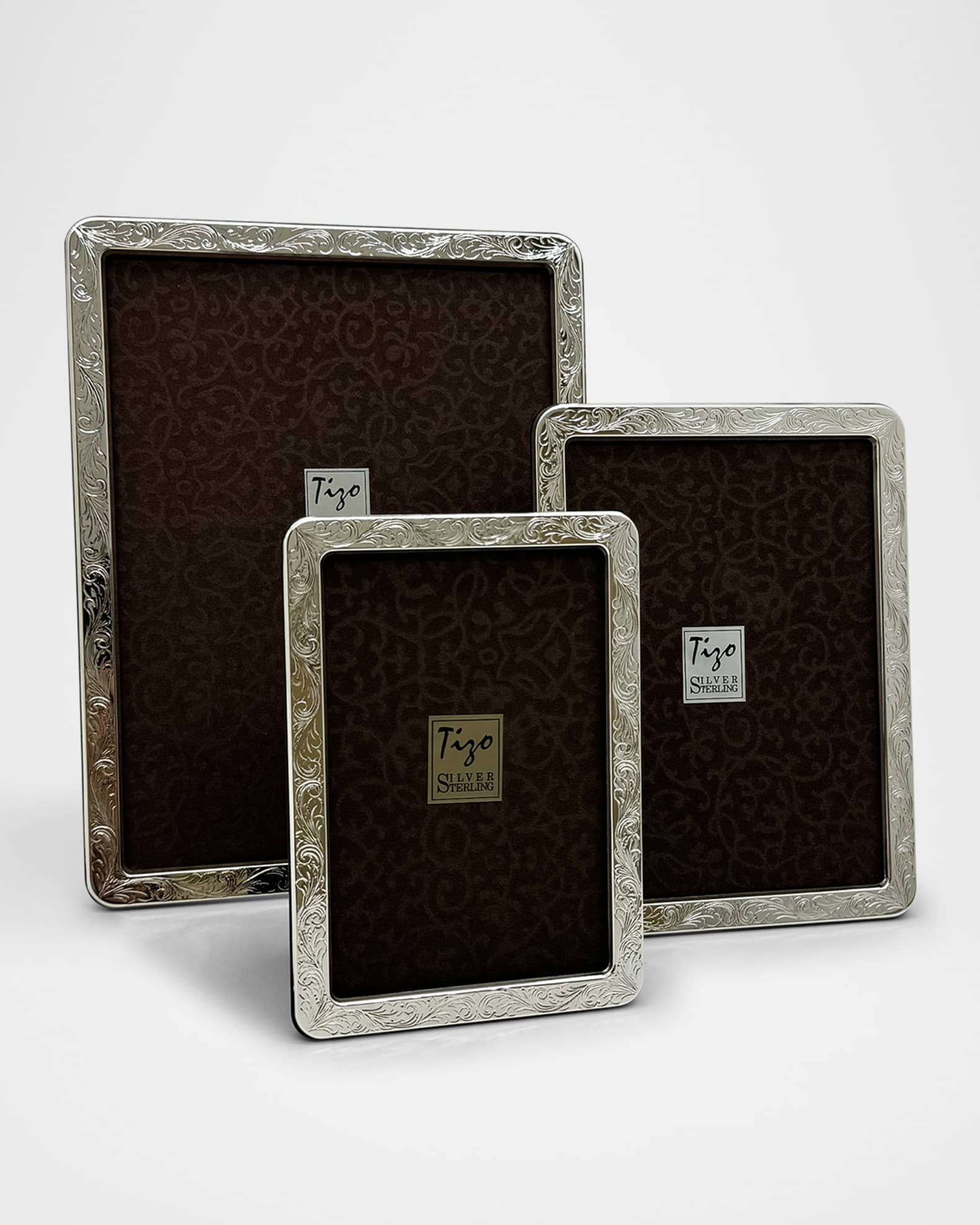 Sterling Silver Rounded Engraved Floral Frame Collection | Neiman Marcus