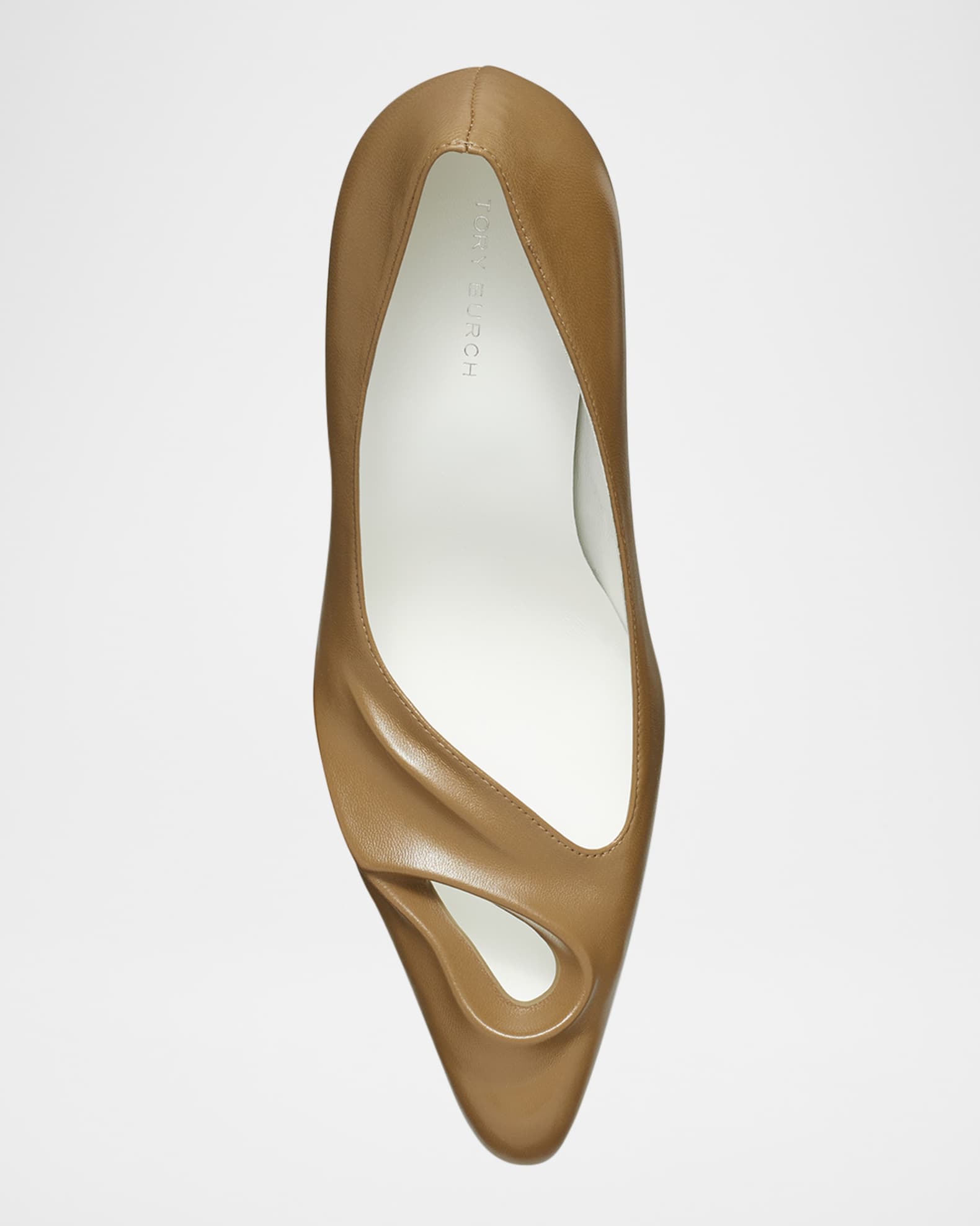 Tory Burch Sculpted Peep-Toe Leather Pumps | Neiman Marcus