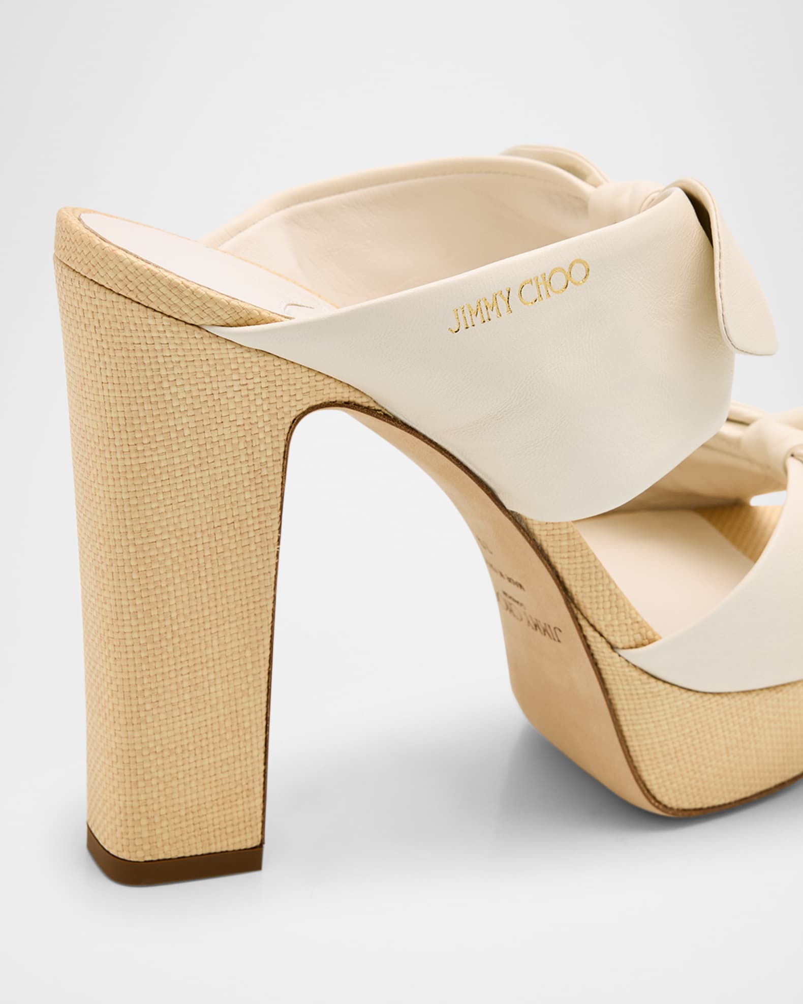 Jimmy Choo Rua 120 Raffia and Leather Platform Sandals | Neiman Marcus