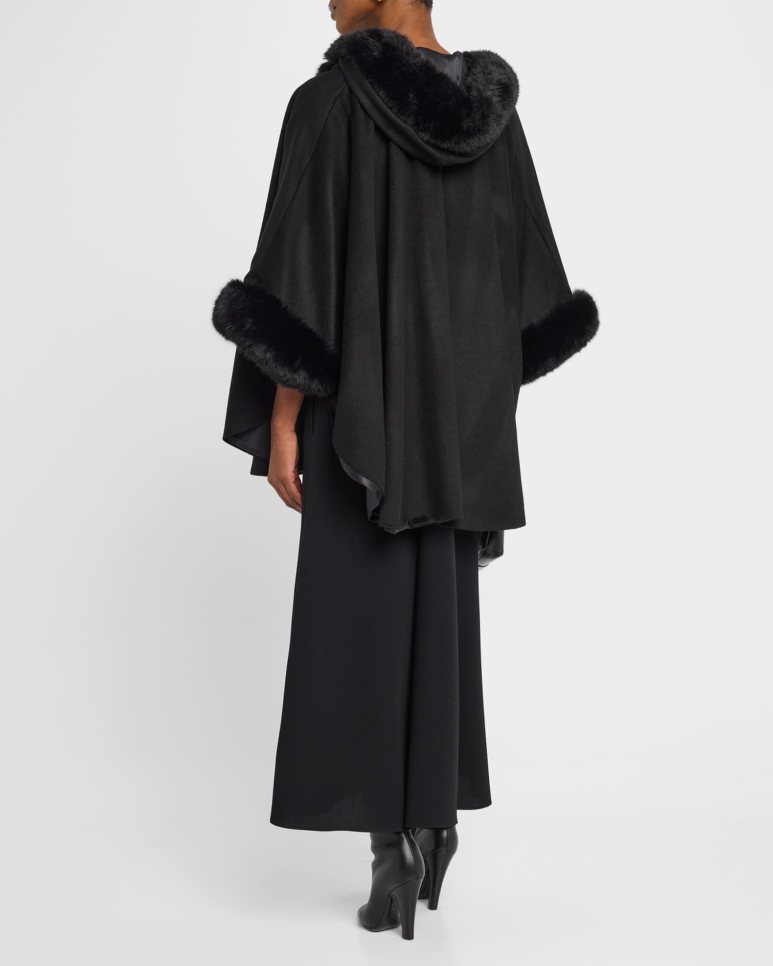 Sofia Cashmere Cape W/ Faux Fur Trim | Neiman Marcus