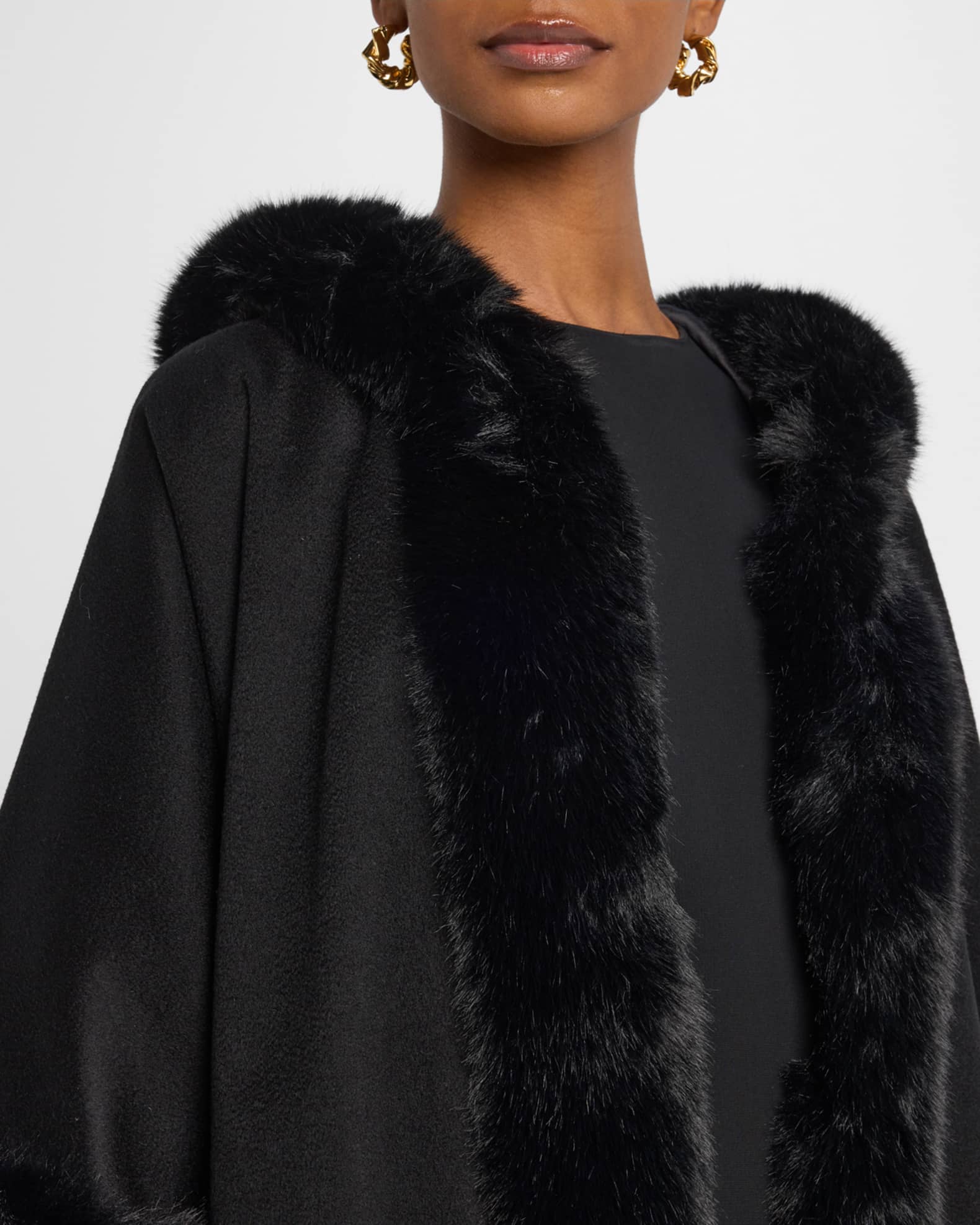 Sofia Cashmere Cape W/ Faux Fur Trim | Neiman Marcus