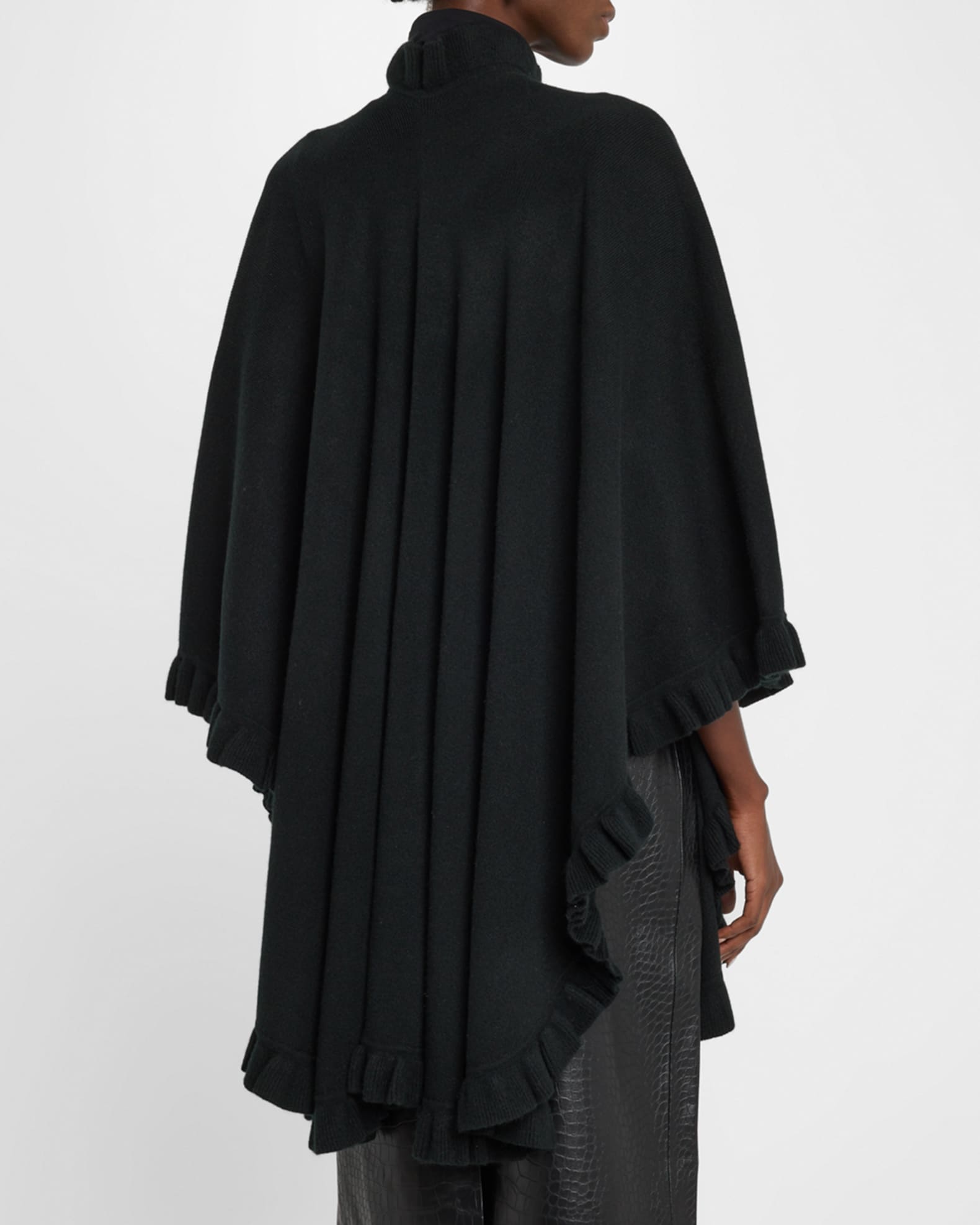 Sofia Cashmere Ruffle-Trim Cashmere Cape | Neiman Marcus