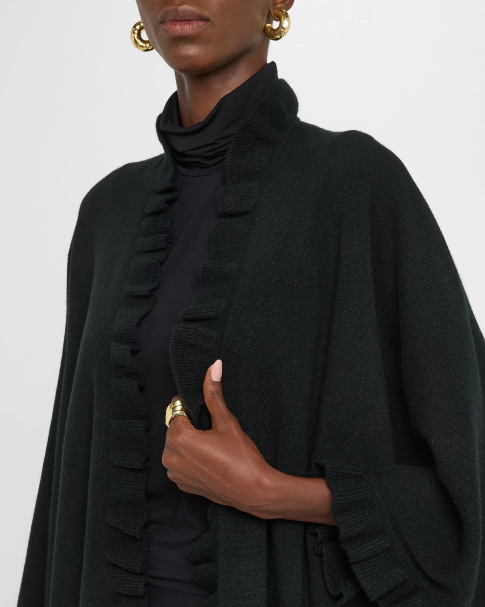 Sofia Cashmere Ruffle-Trim Cashmere Cape | Neiman Marcus