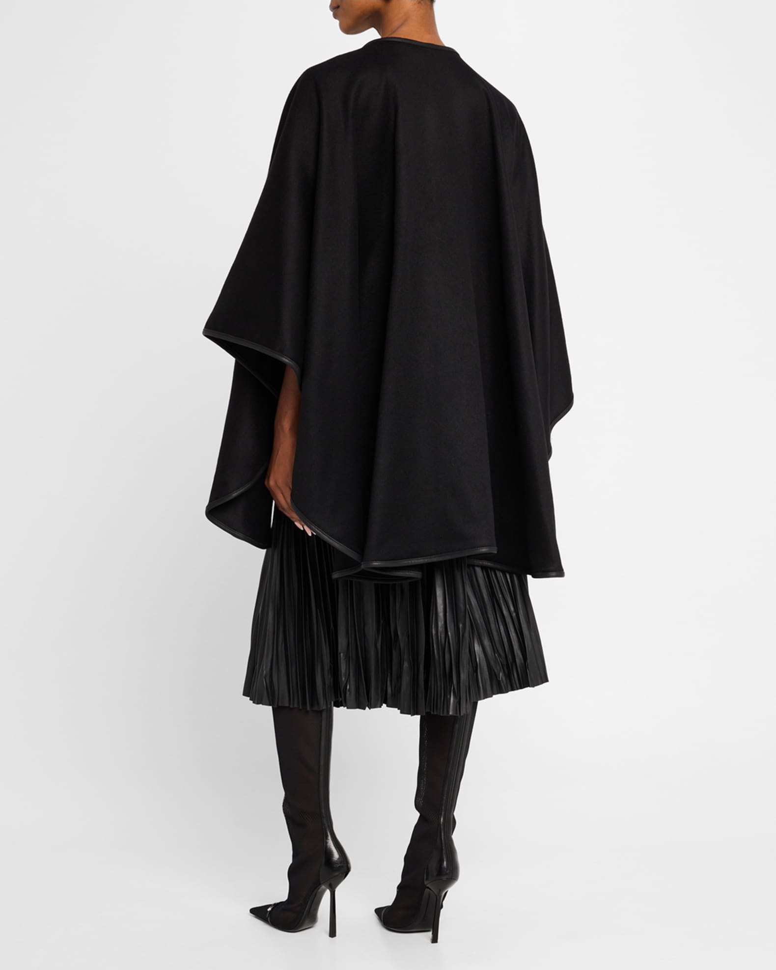 Sofia Cashmere Reversible Cashmere Cape W/ Leather Trim | Neiman Marcus