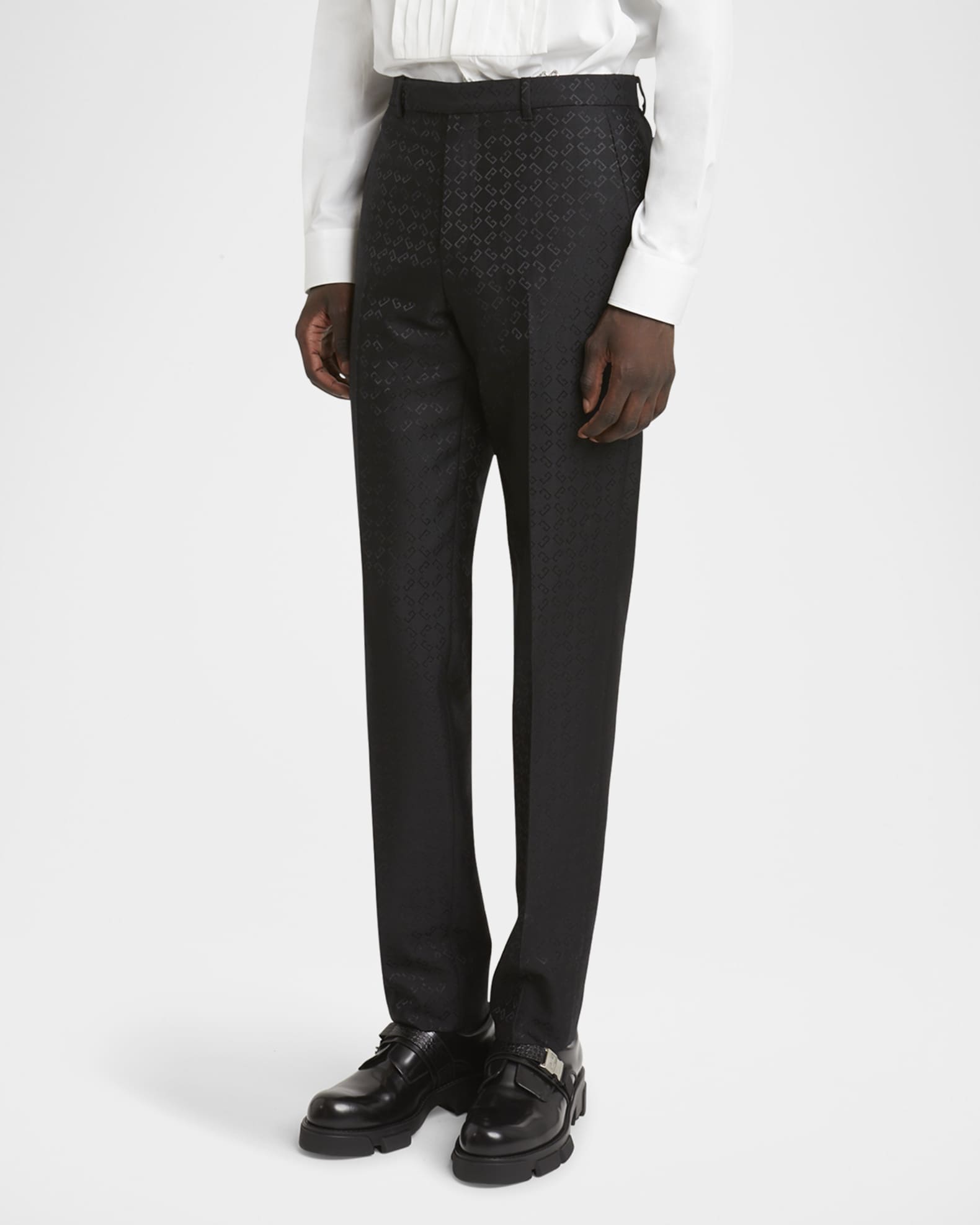 Givenchy Men's Monogram Jacquard Tuxedo Pants | Neiman Marcus