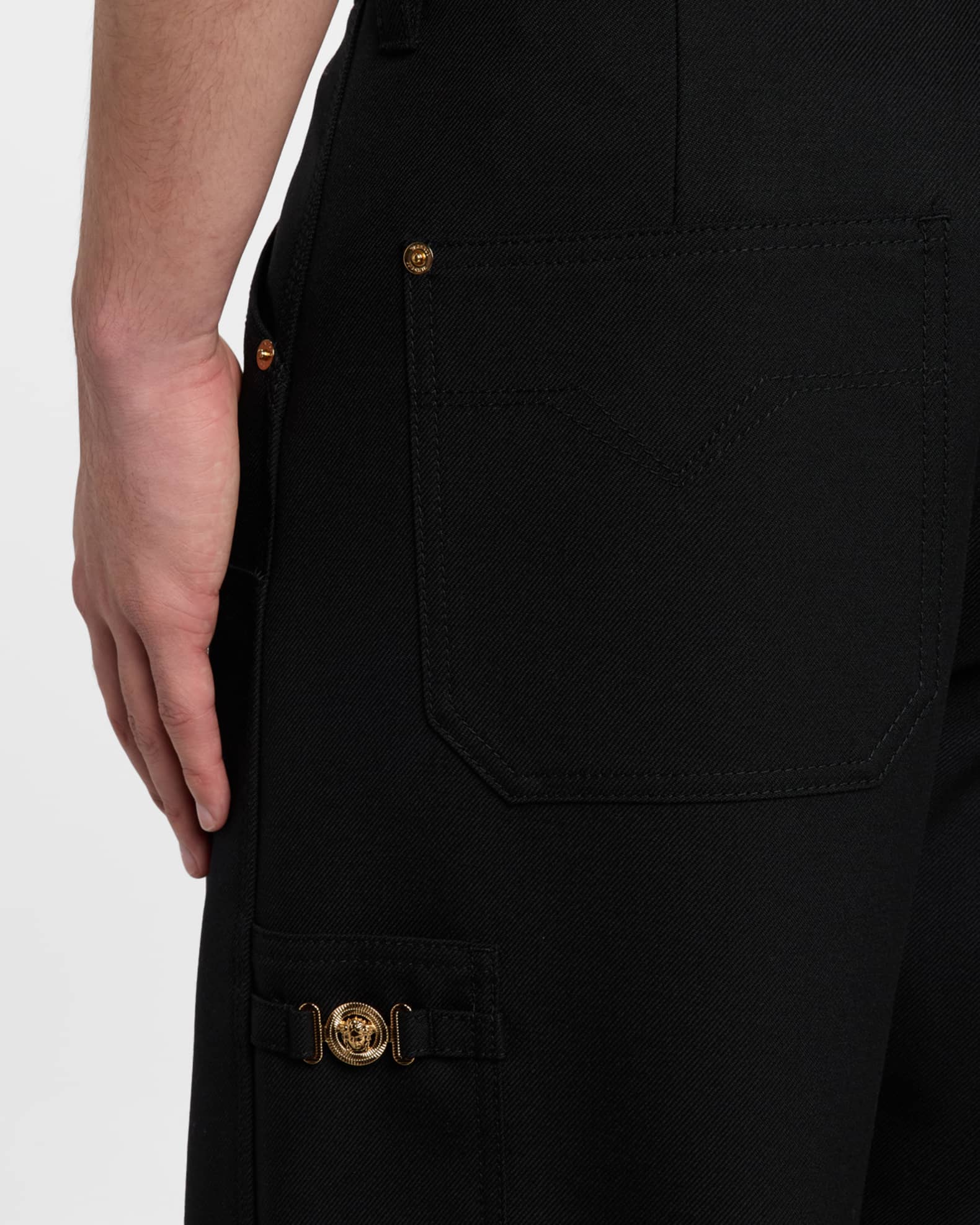 Versace Men's Medusa Wool Denim Pants | Neiman Marcus