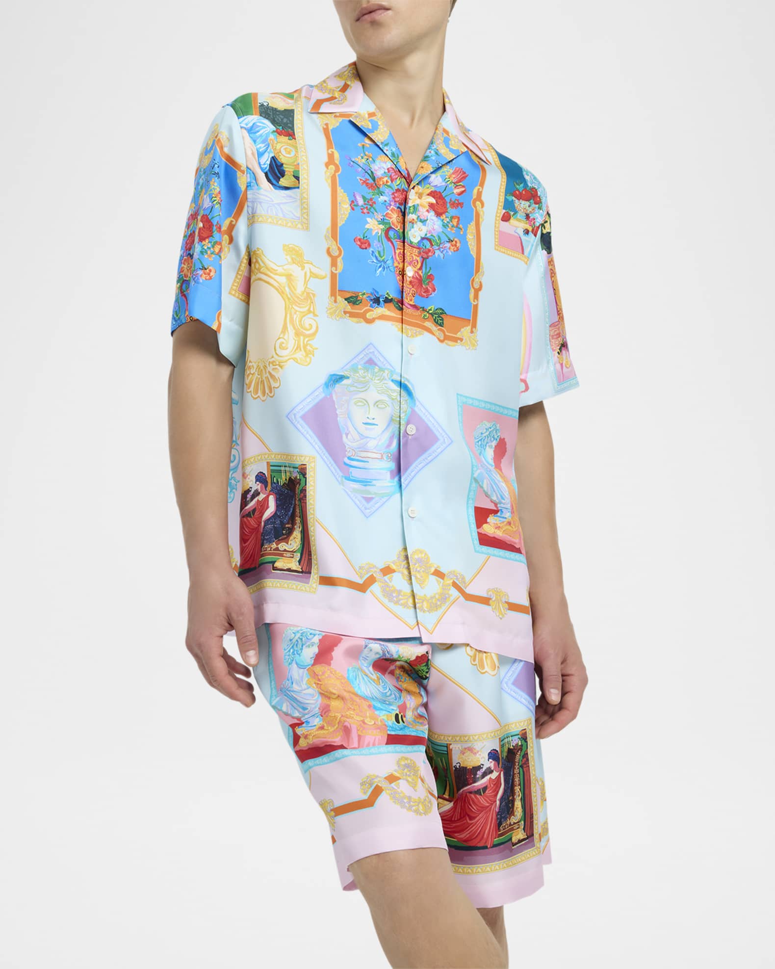 Versace Men's Gallery-Print Twill Camp Shirt | Neiman Marcus