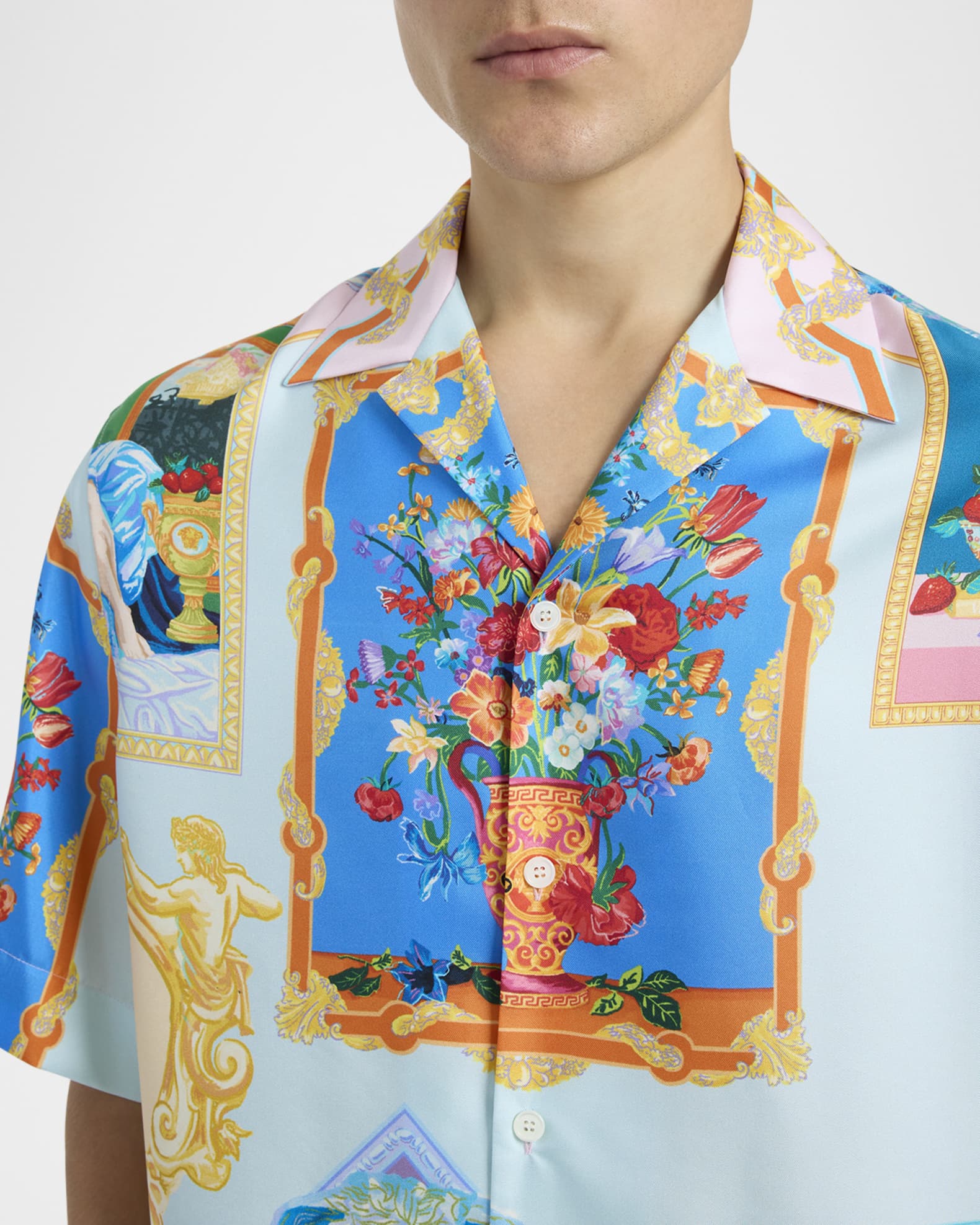 Versace Men's Gallery-Print Twill Camp Shirt | Neiman Marcus