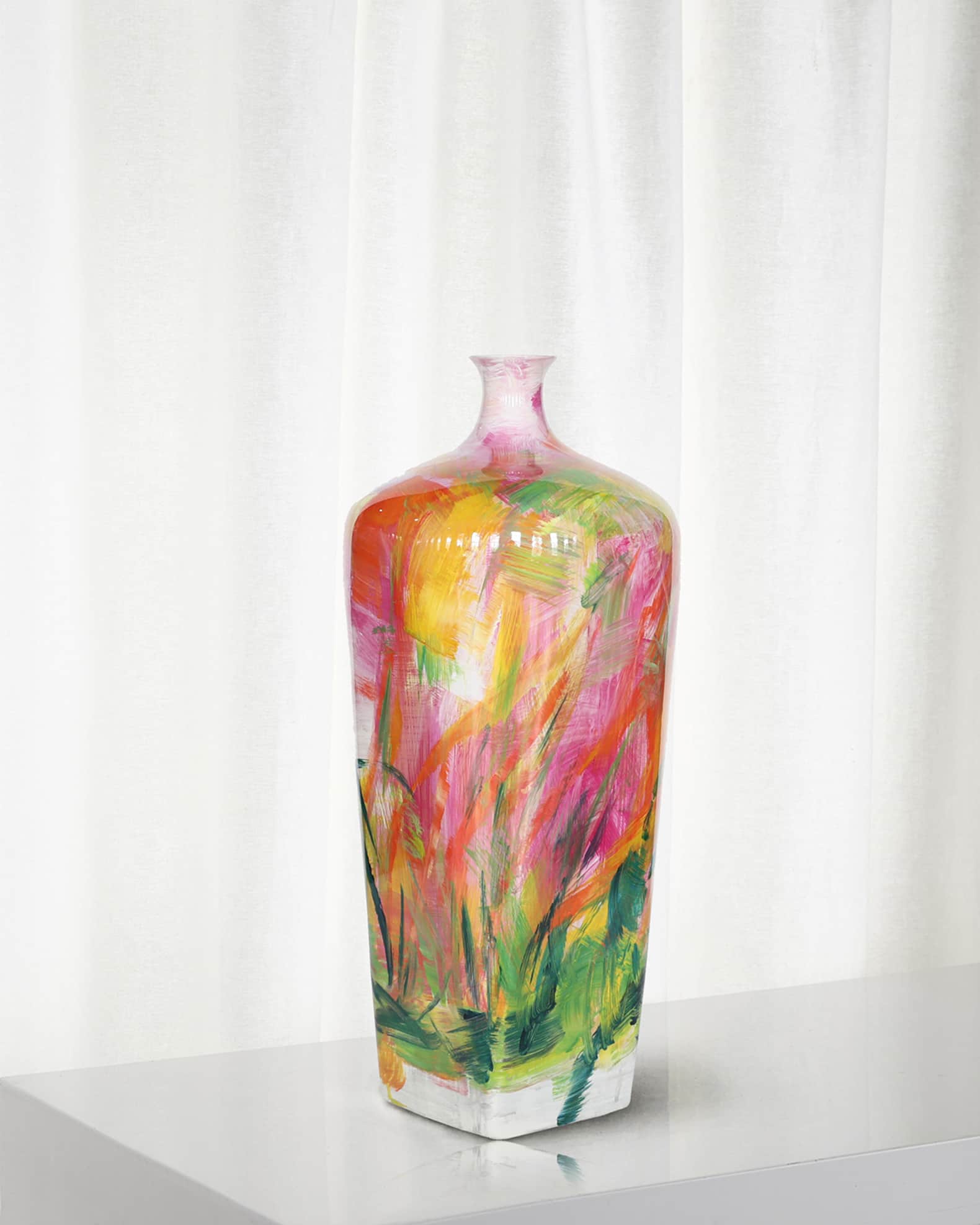 Winward Home Hand-Painted Vase, 16" | Neiman Marcus