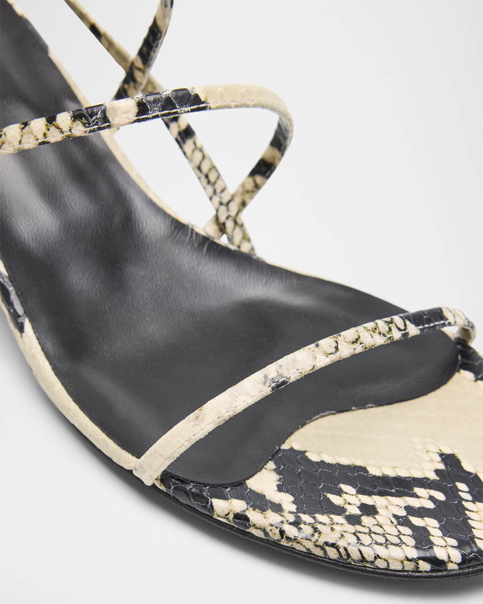 Khaite Strappy Python-Embossed Kitten Sandals | Neiman Marcus