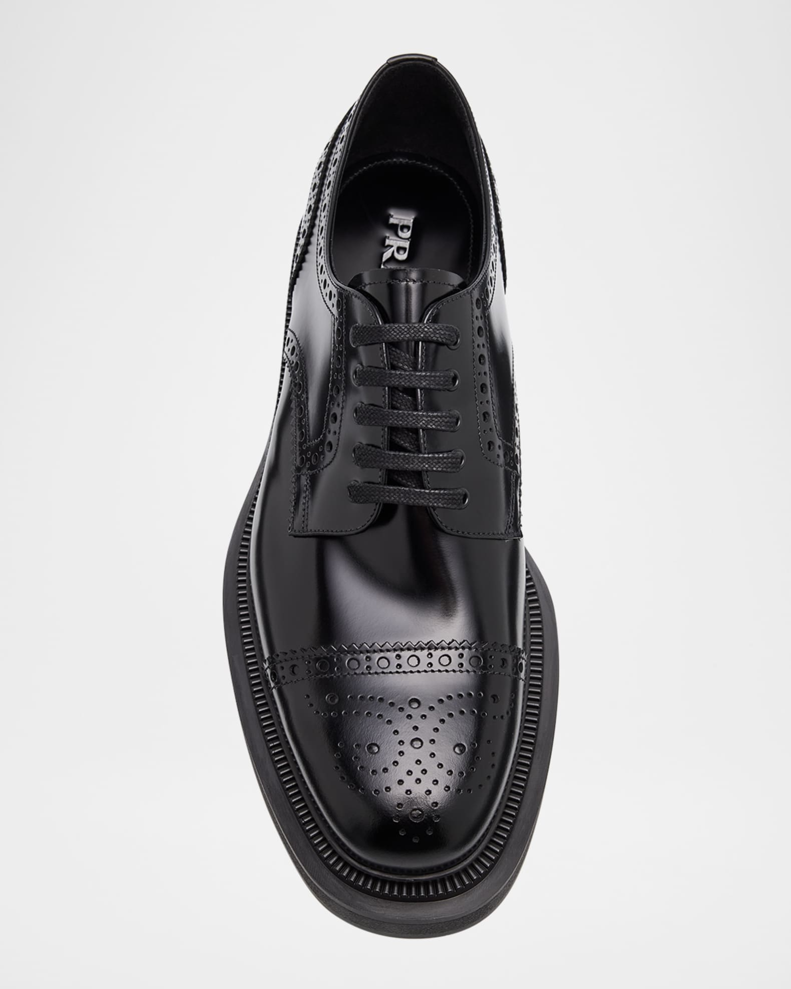 Prada Men's Tyrone Brogue Leather Derby Shoes | Neiman Marcus