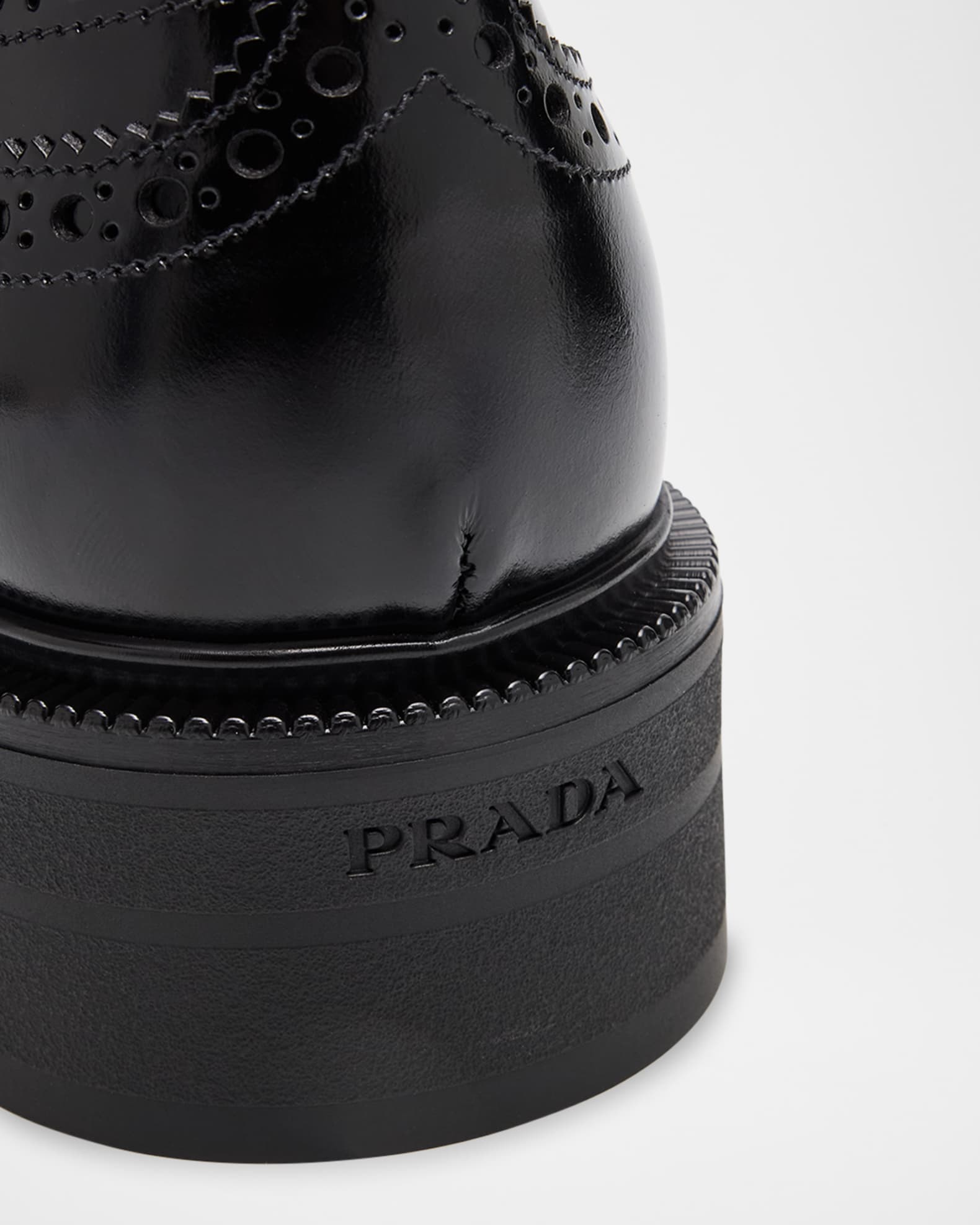 Prada Men s Tyrone Brogue Cap Toe Derby Black Derbies