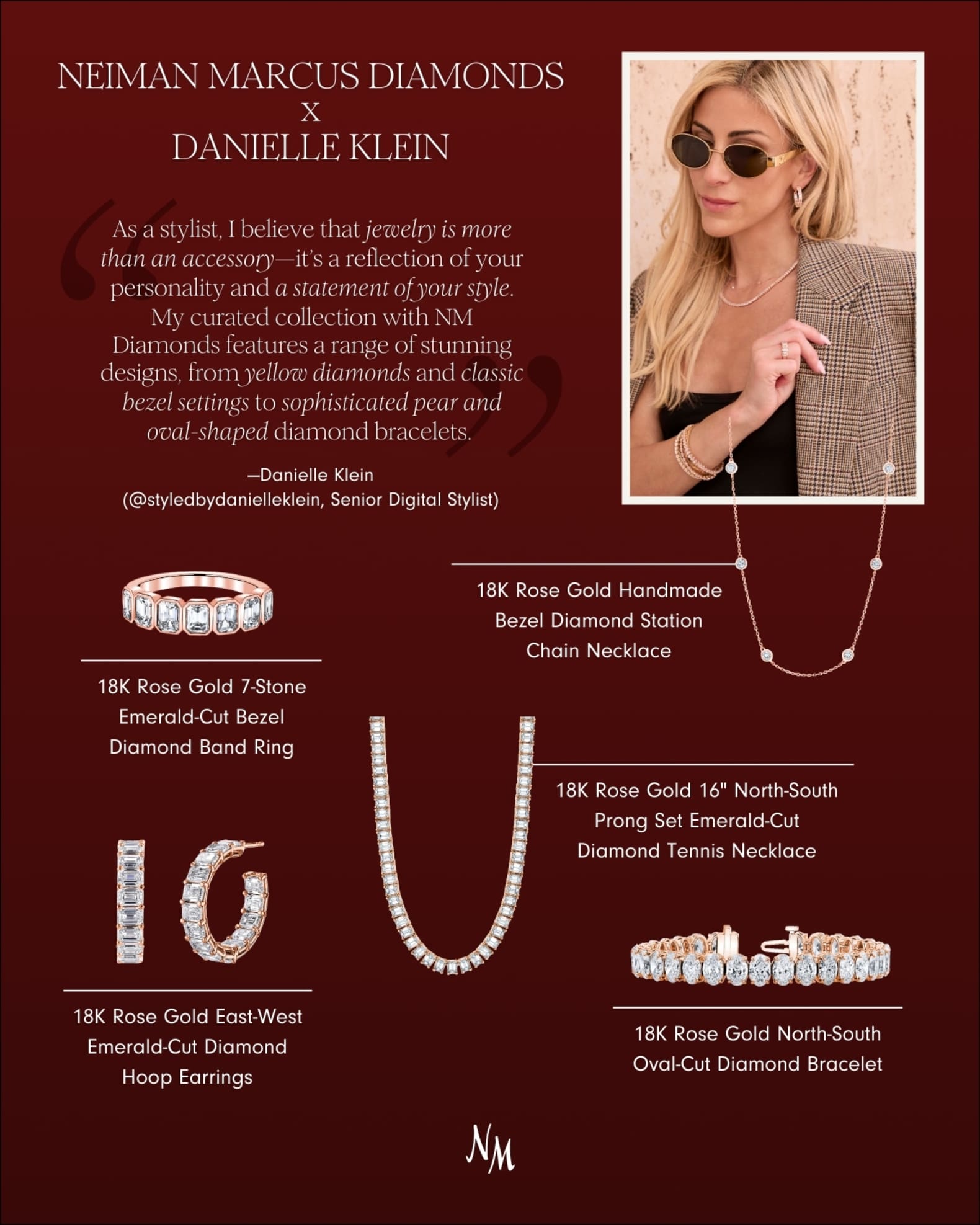 Neiman Marcus Diamonds x Danielle Klein 18K Gold North-South Oval-Cut Diamond Bracelet, 7"L, 12 ...