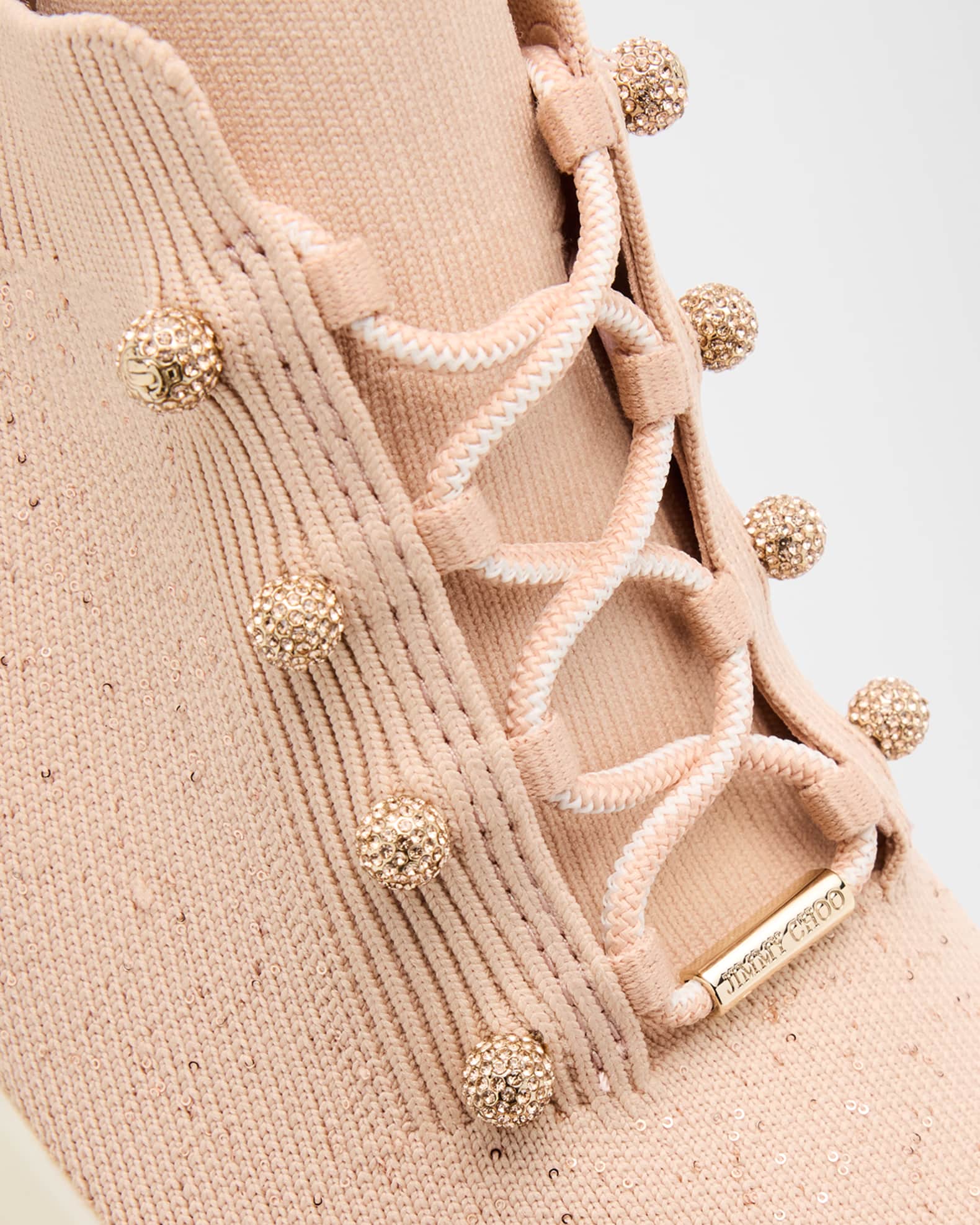 Jimmy Choo Veles Sequin Knit Trainer Sneakers | Neiman Marcus