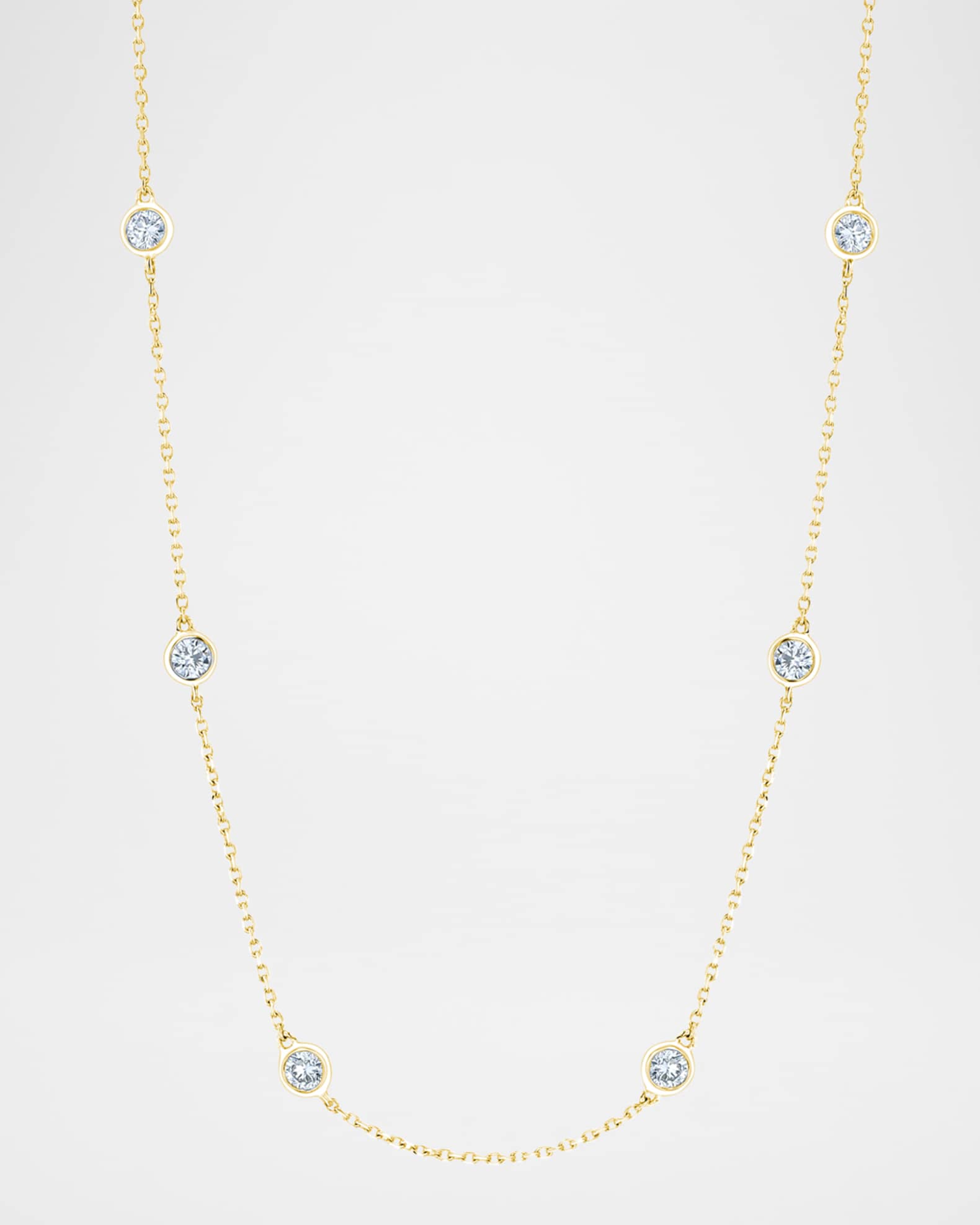 Neiman Marcus Diamonds 18K Gold Handmade Bezel Diamond Station Chain ...