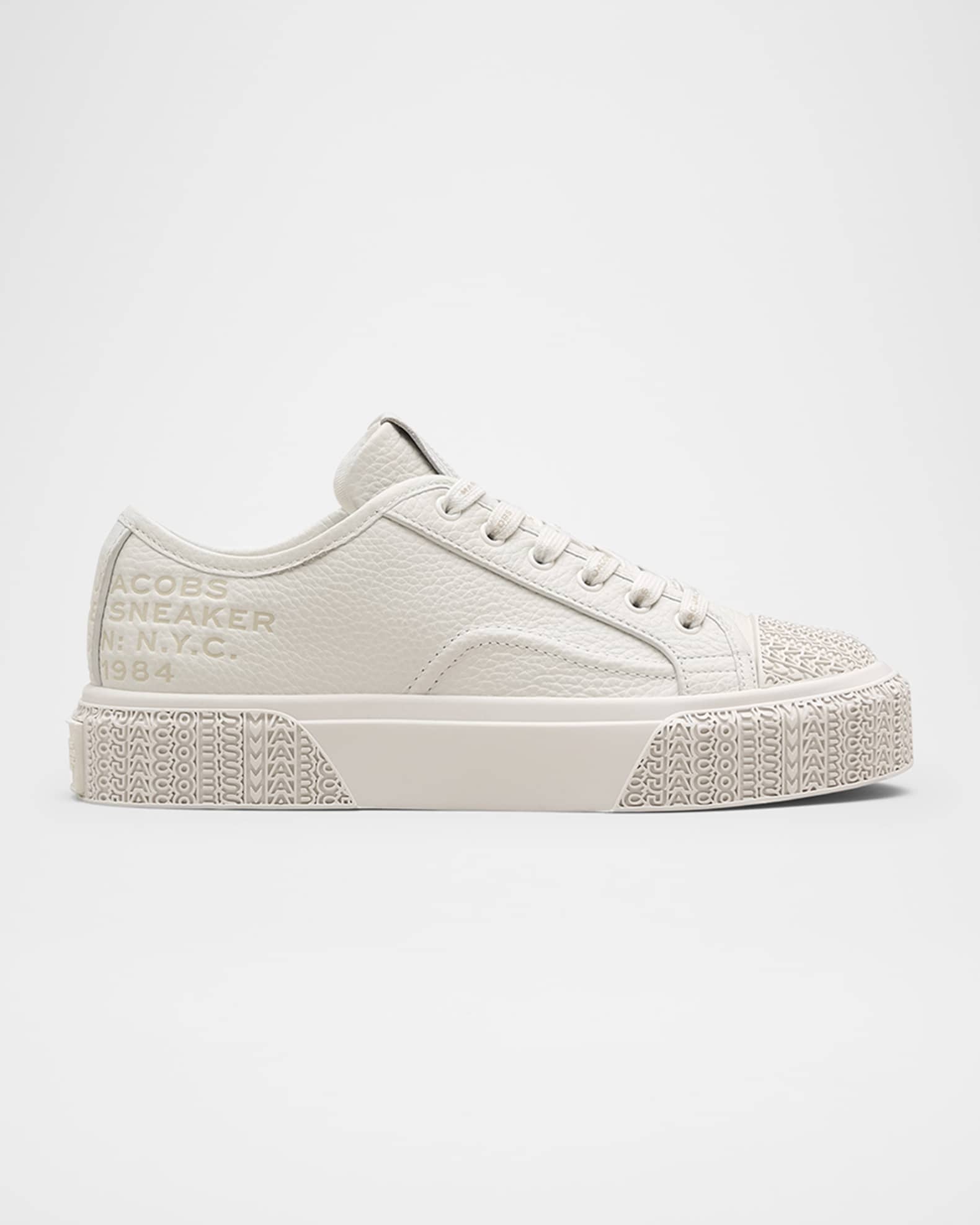 Marc Jacobs Leather Low-Top Logo Sneakers | Neiman Marcus Marc Jacobs Leather Low-Top Logo Sneakers | Neiman Marcus