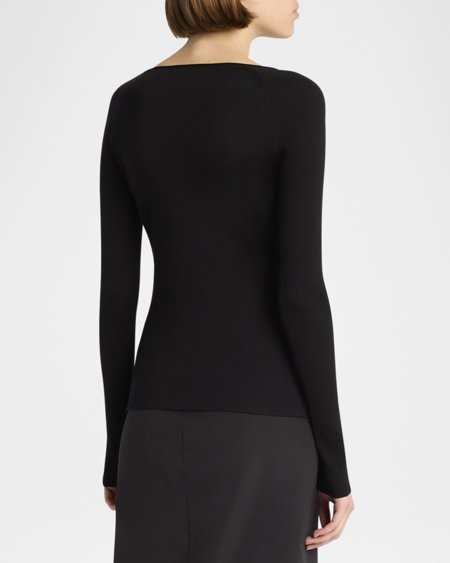 THE ROW Imo Scoop-Neck Long-Sleeve Silk Top | Neiman Marcus