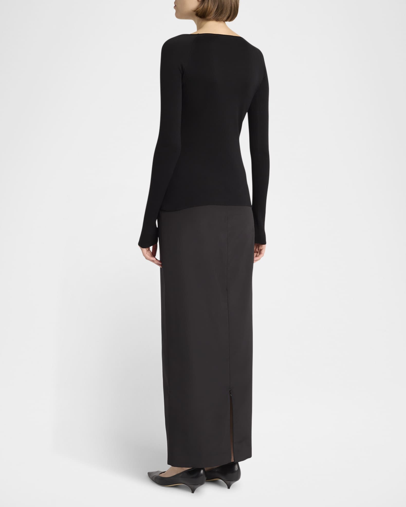 THE ROW Imo Scoop-Neck Long-Sleeve Silk Top | Neiman Marcus