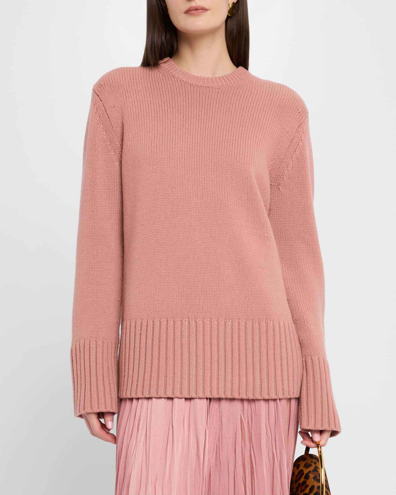Michael Kors Collection Crewneck Oversized Cashmere Tunic Sweater ...