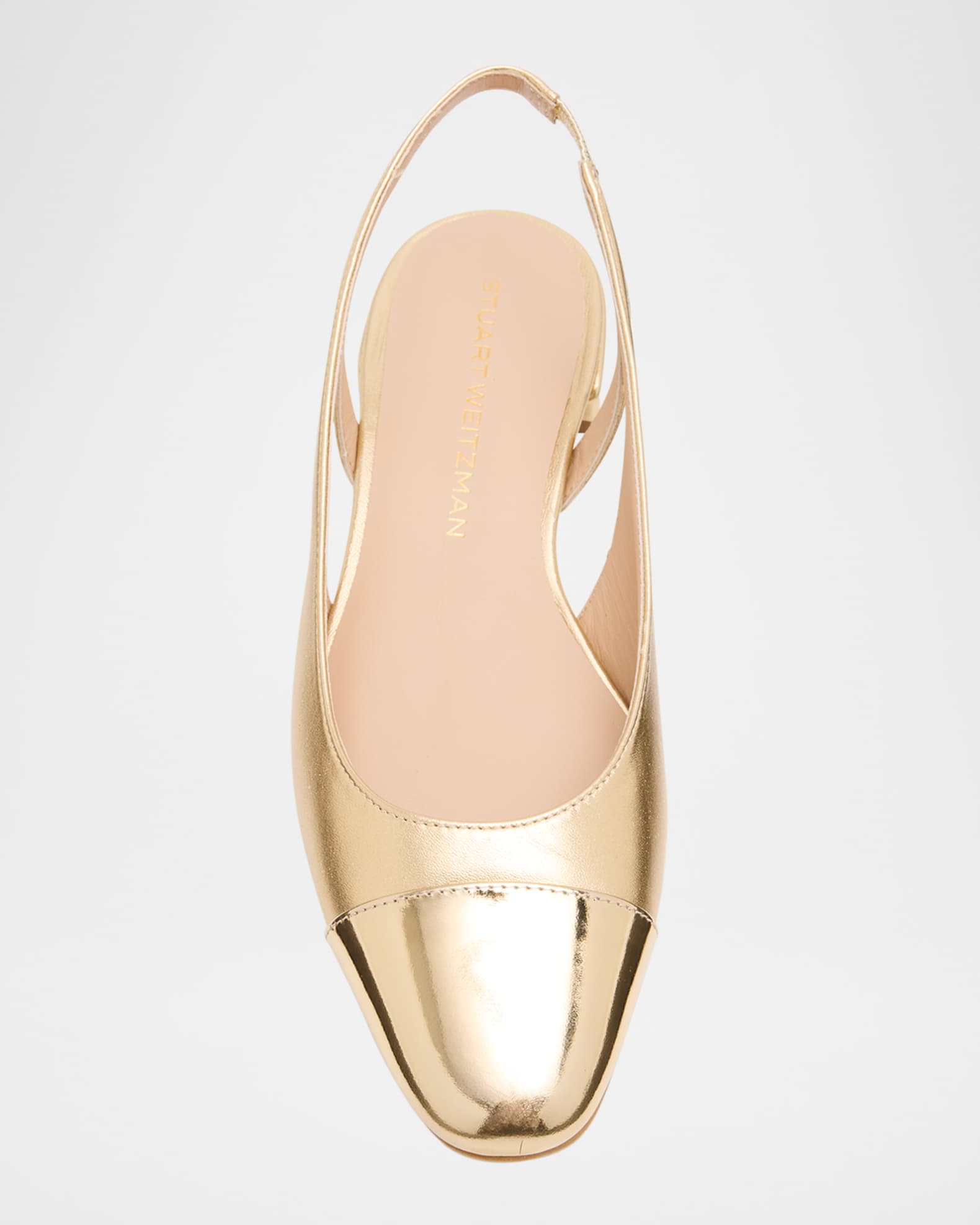 Stuart Weitzman Sleek Cap-Toe Slingback Flats | Neiman Marcus
