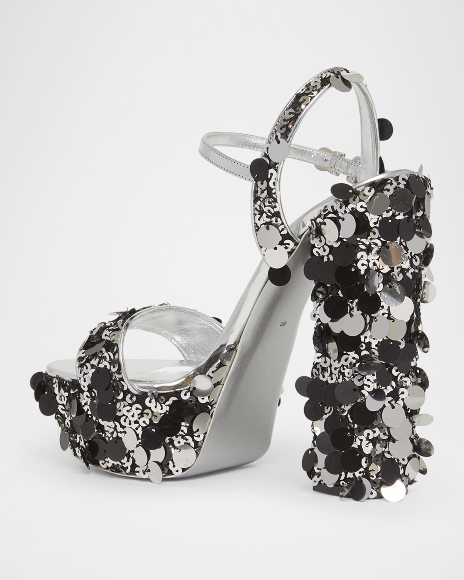 Dolce&Gabbana Keira Metallic Sequin Platform Sandals | Neiman Marcus