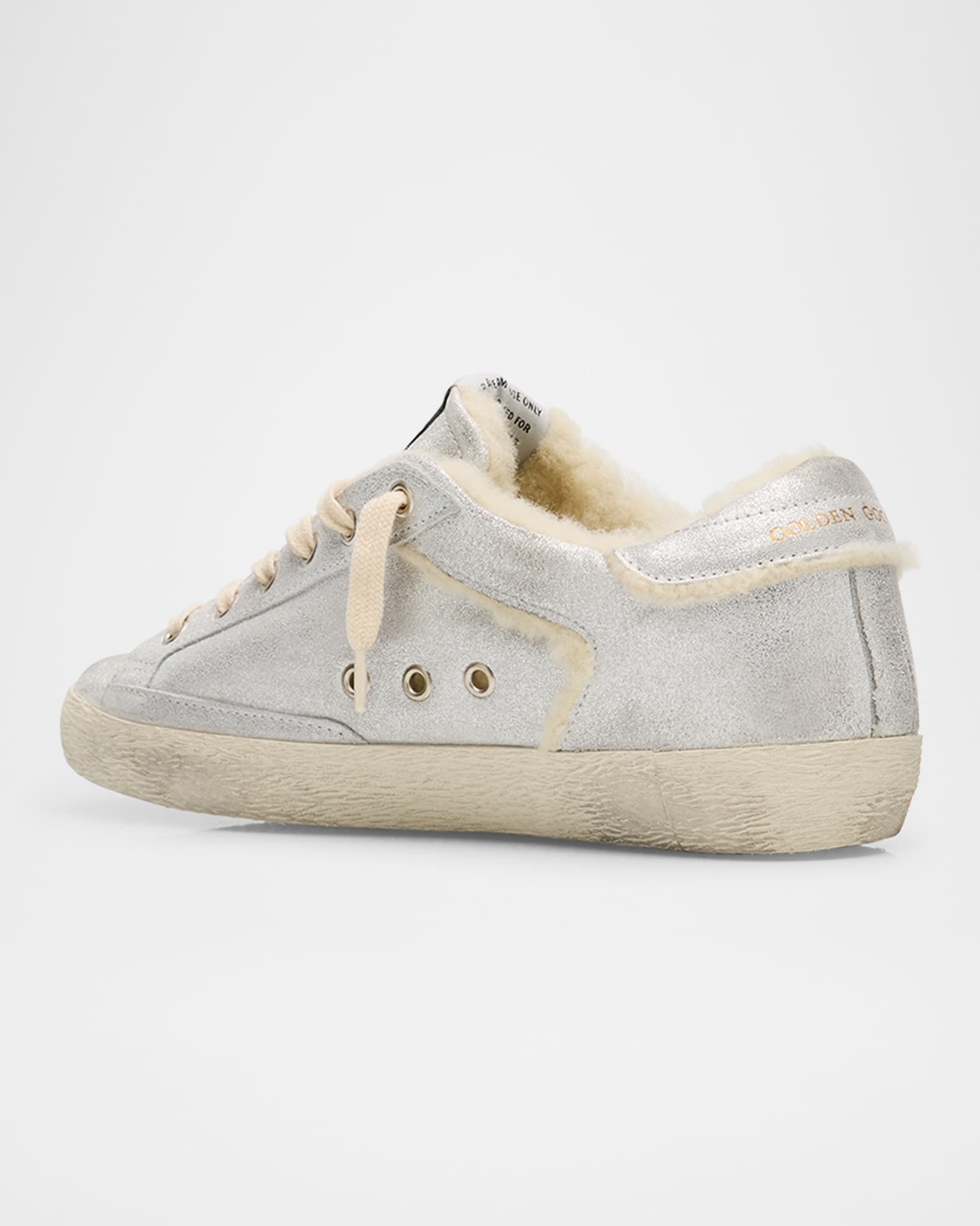 Golden Goose Super-Star Metallic Leather and Shearling Sneakers ...
