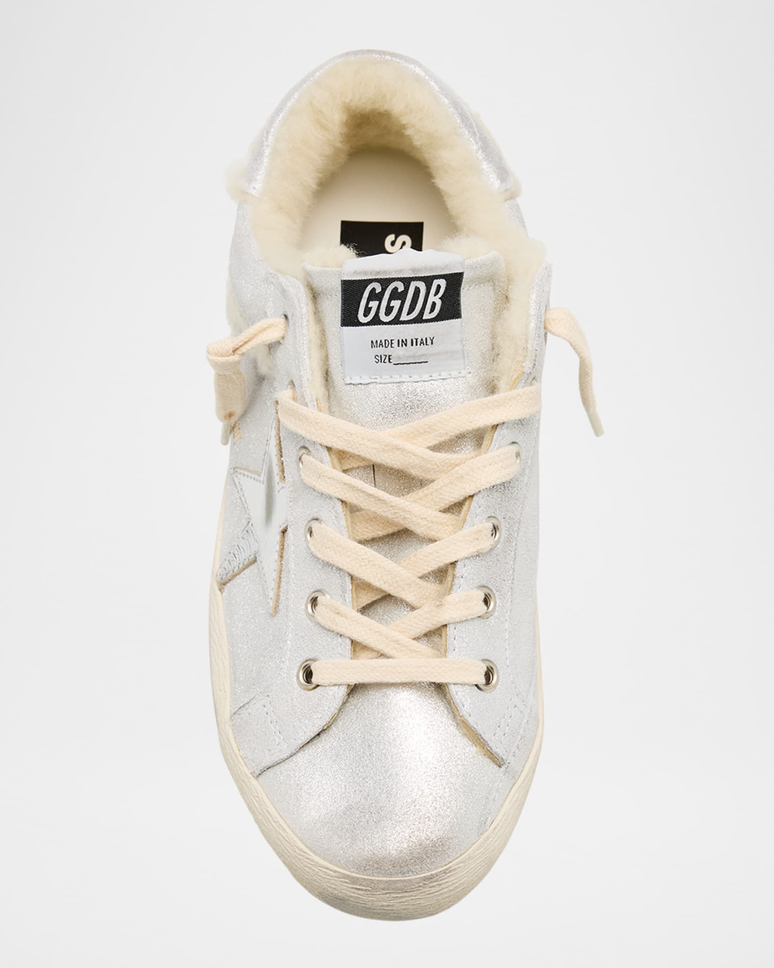 Golden Goose Super-Star Metallic Leather and Shearling Sneakers ...
