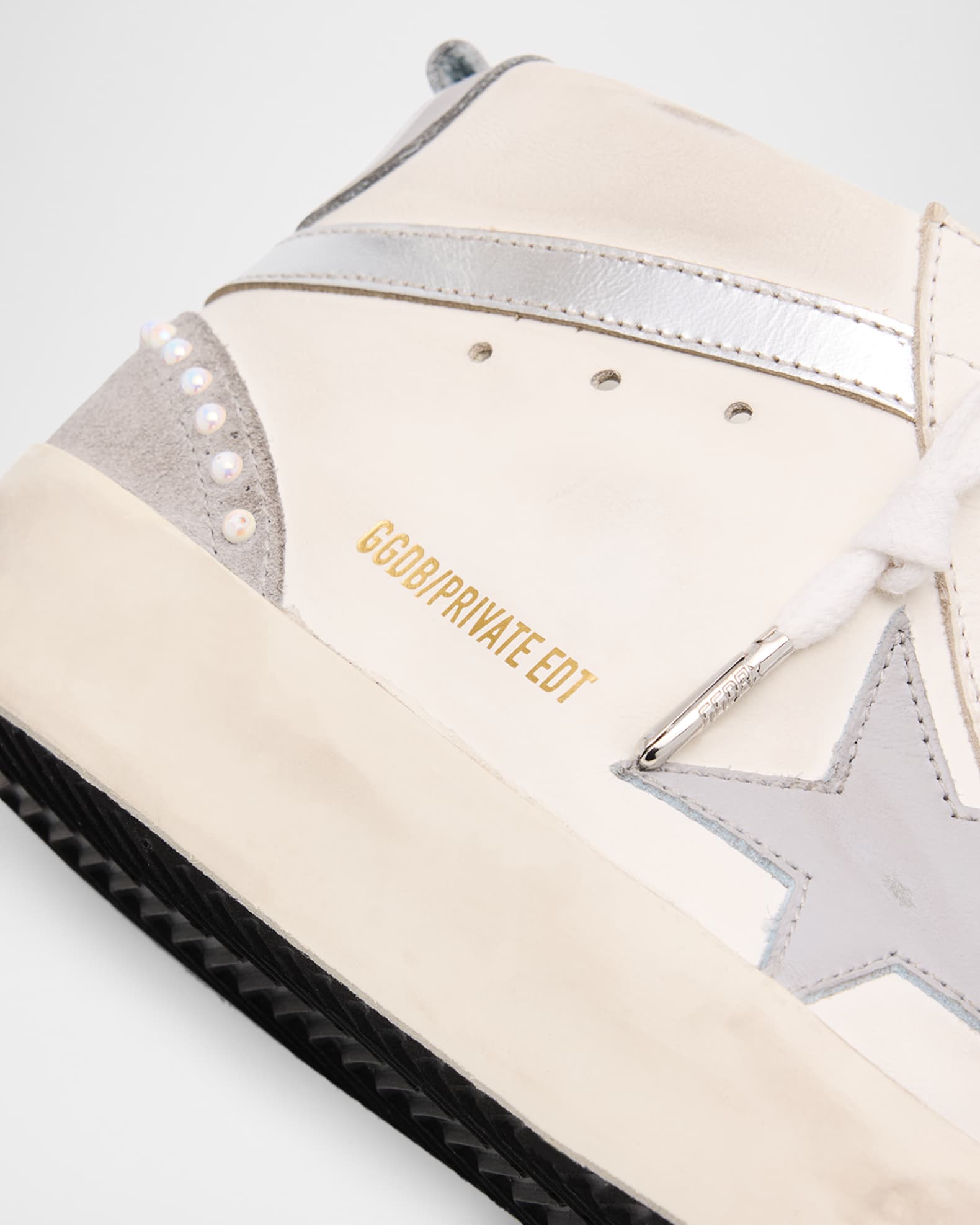 Golden Goose Midstar Mixed Leather Pearly Mid-Top Sneakers | Neiman Marcus