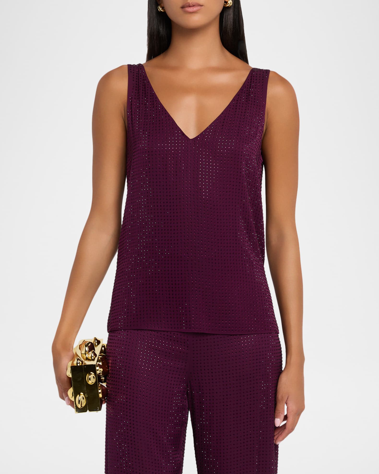 Ungaro Sleeveless Rhinestone Blouse | Neiman Marcus