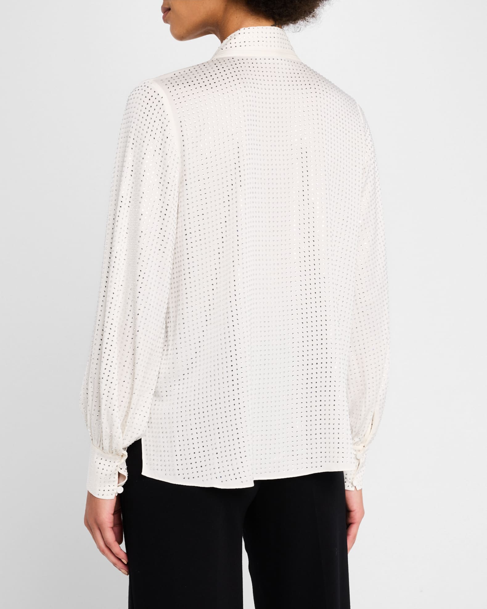 Ungaro Tie-Neck Rhinestone Blouse | Neiman Marcus