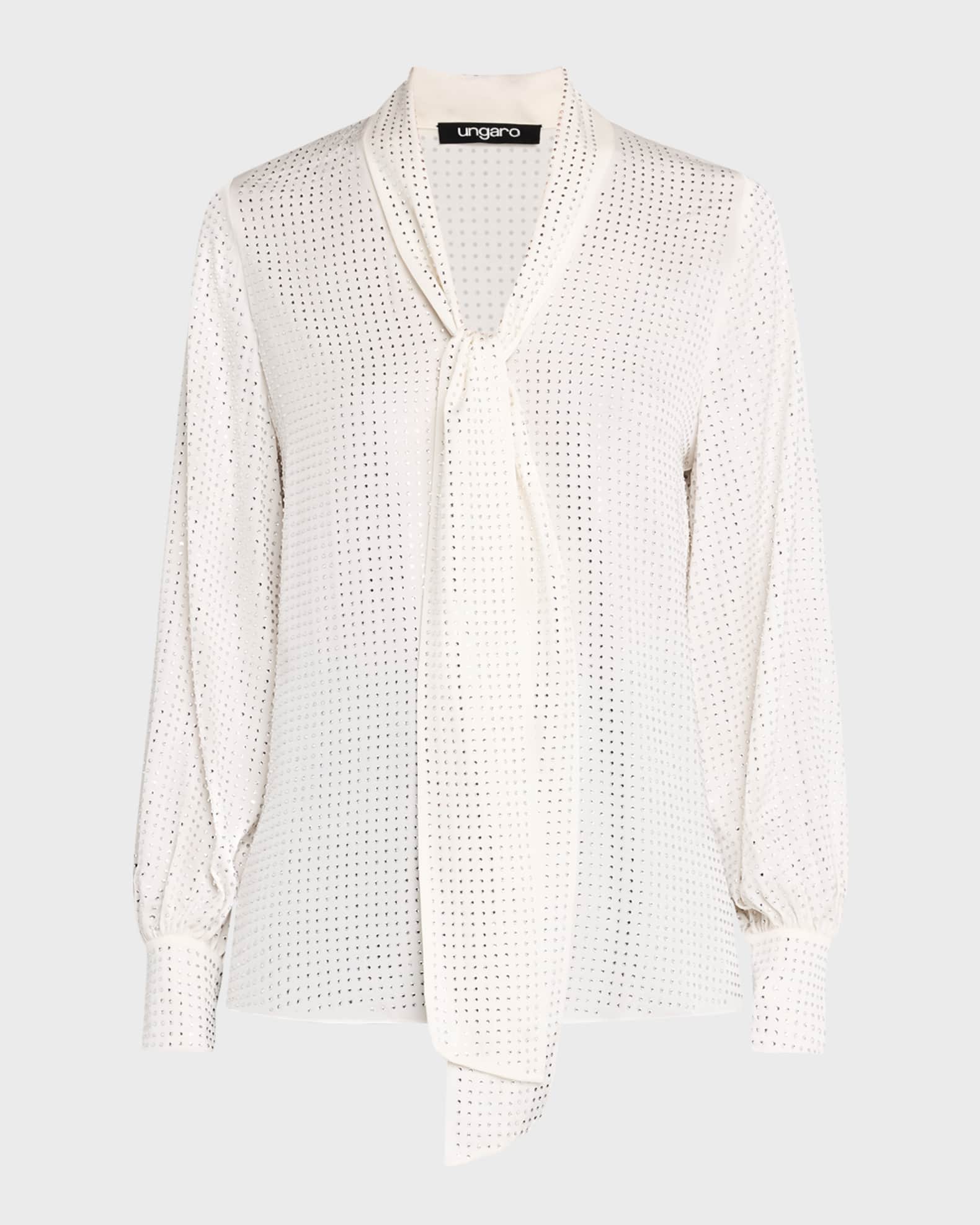 Ungaro Tie-Neck Rhinestone Blouse | Neiman Marcus