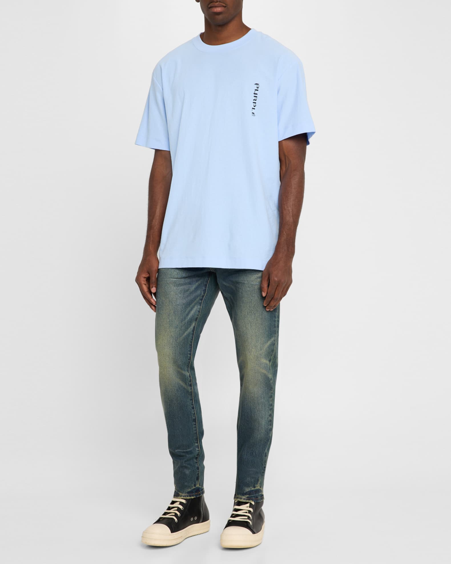 PURPLE Men's Skinny Coated Jeans | Neiman Marcus