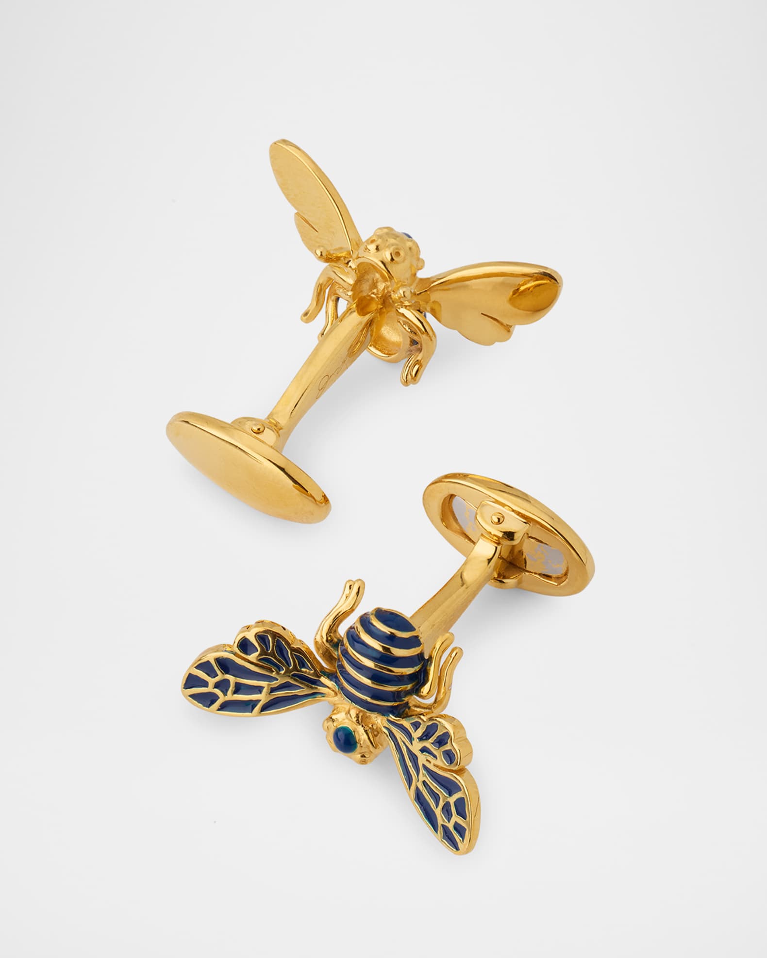 Jan Leslie Men's 18K Gold Vermeil and Enamel Bee Cufflinks | Neiman Marcus