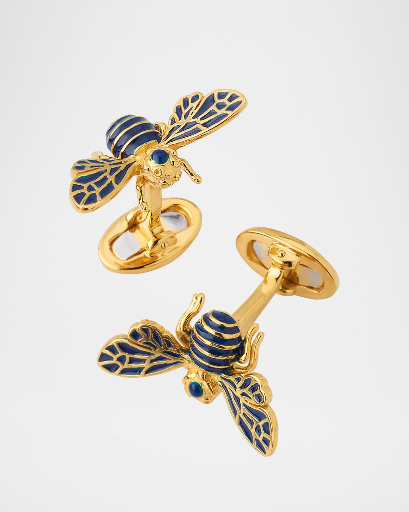 Jan Leslie Men's 18K Gold Vermeil and Enamel Bee Cufflinks | Neiman Marcus